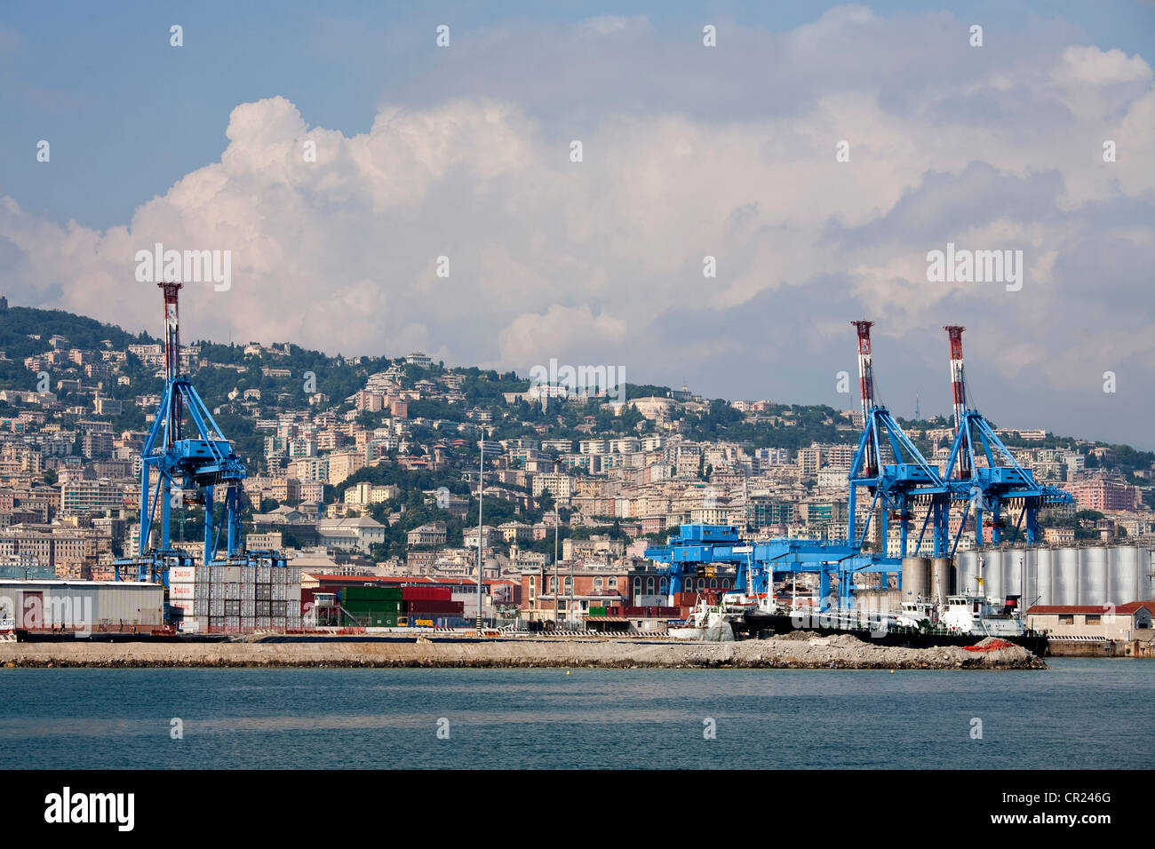 Shipping containers at dockyard Stock Photo - Alamy
