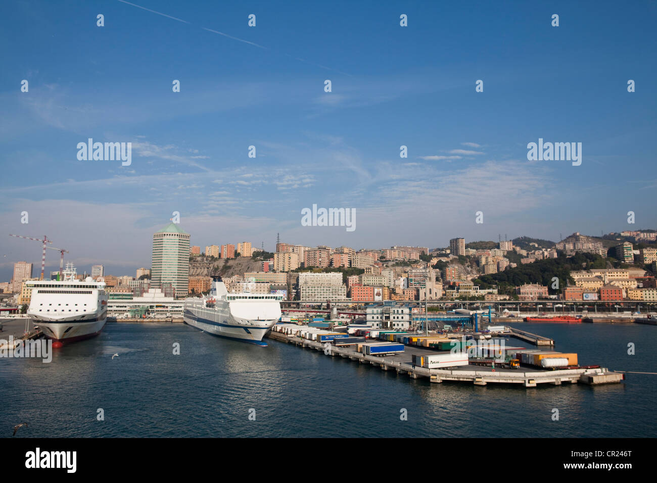 Cruise ships docked in urban pier Stock Photo - Alamy