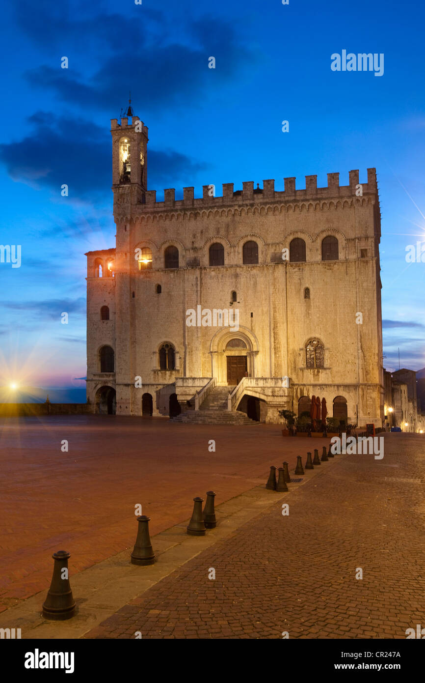 Building and tower lit up at night Stock Photo - Alamy