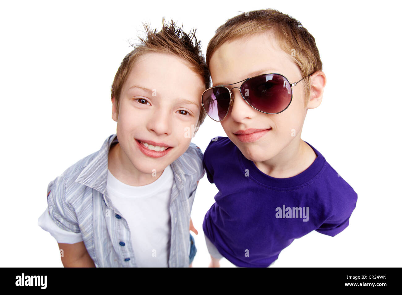 Close-up portrait of cool guys isolated against white background Stock Photo - Alamy