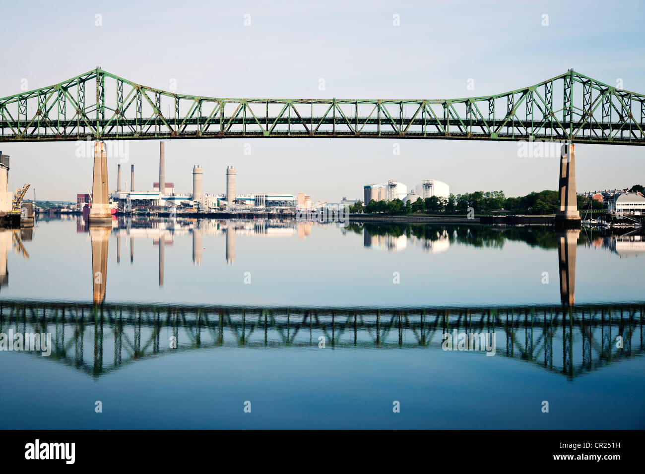 Tobin Memorial Bridge or Mystic River Bridge in Boston Stock Photo - Alamy