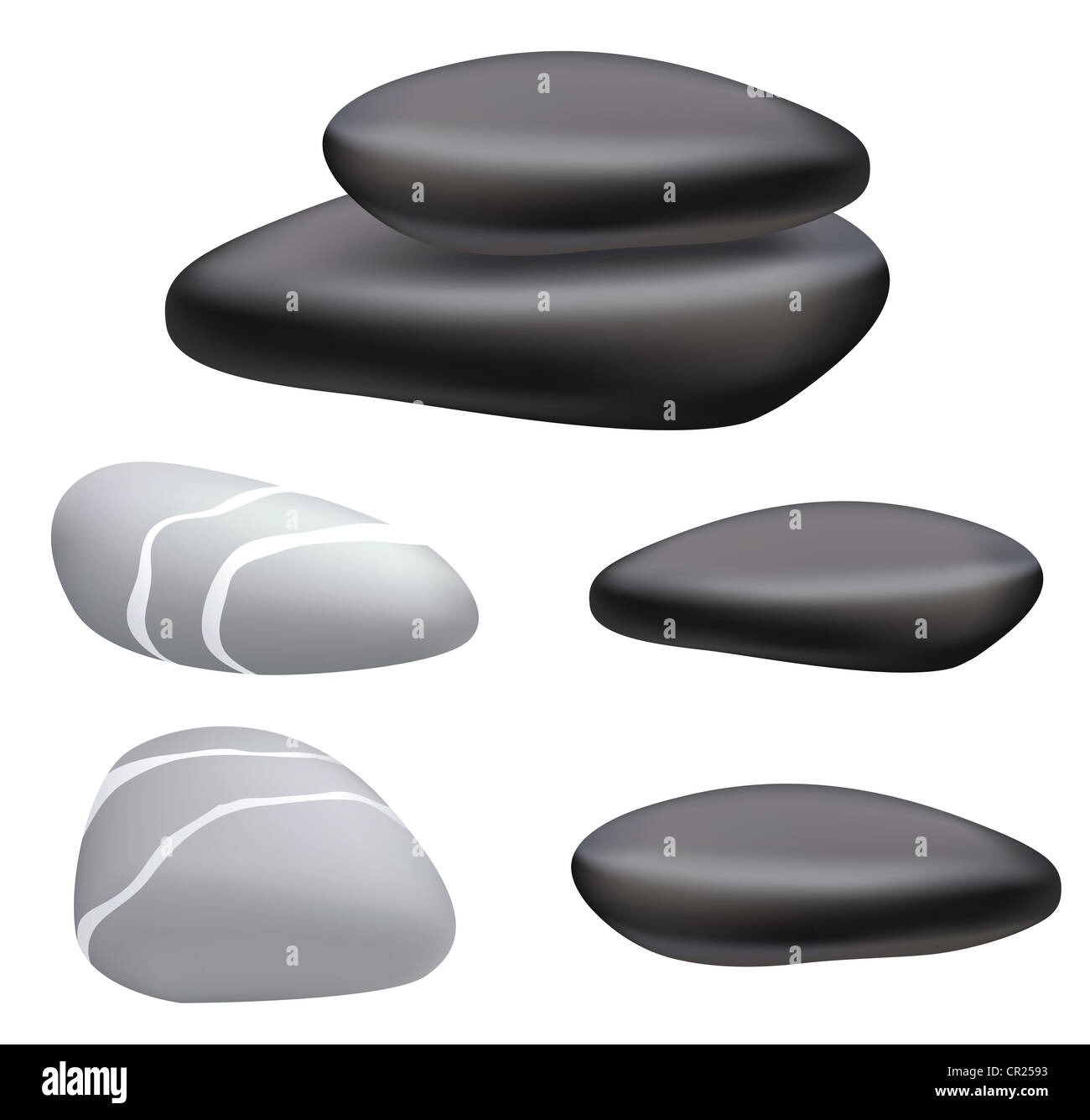 Dark and gray pebbles on a white background. Vector illustration Stock ...
