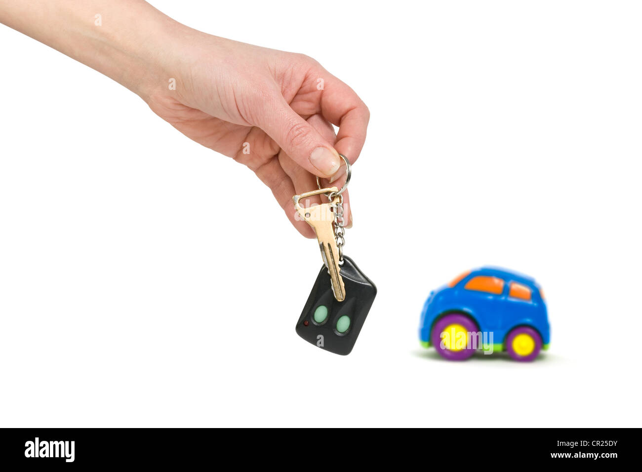 Car and hand with keys isolated on white background Stock Photo - Alamy