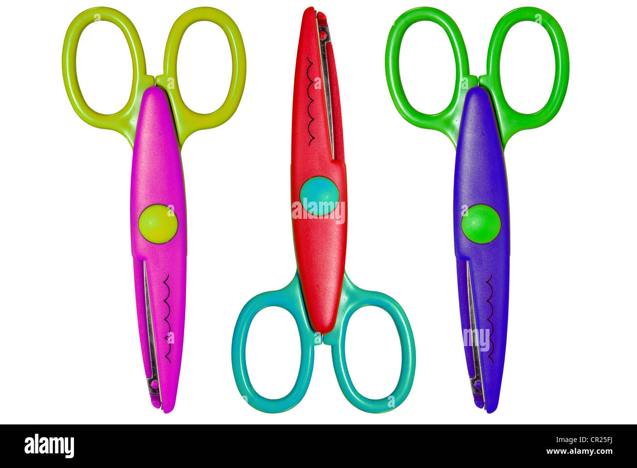 three color scissors isolated over a white background Stock Photo - Alamy
