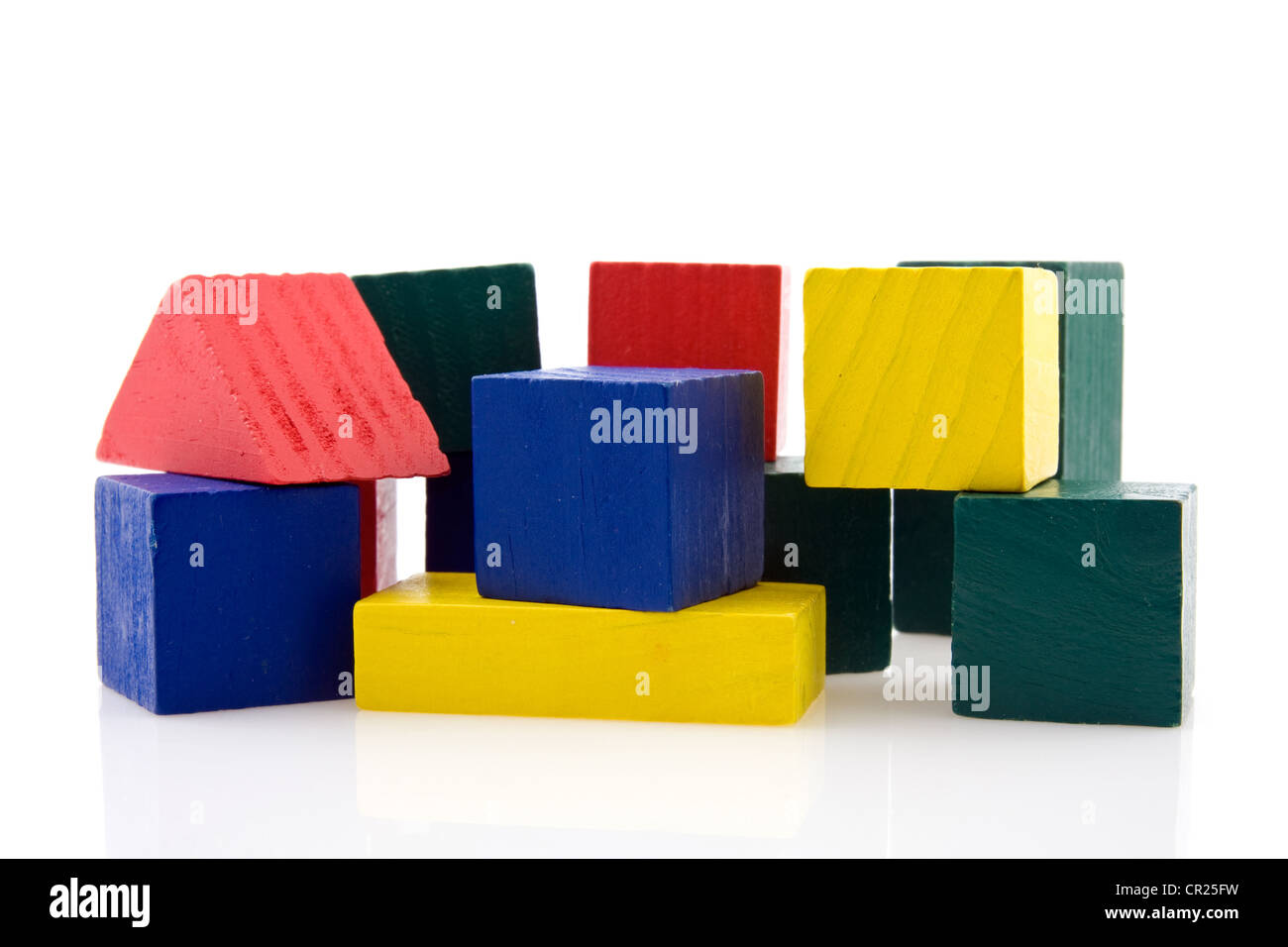 wooden colorful bricks with reflection on white background Stock Photo ...