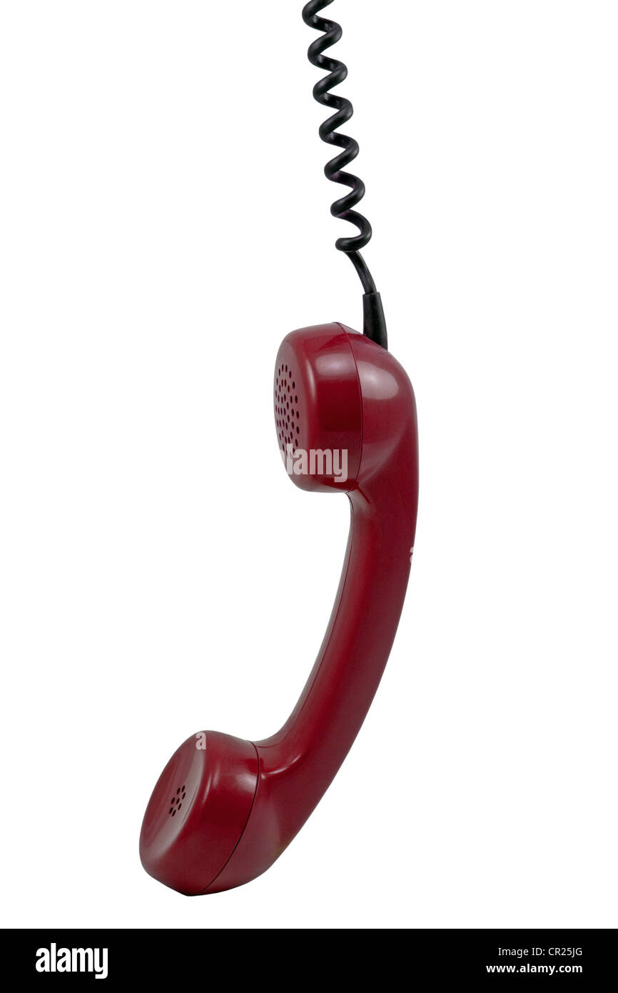 dark red phone receiver isolated on white Stock Photo - Alamy