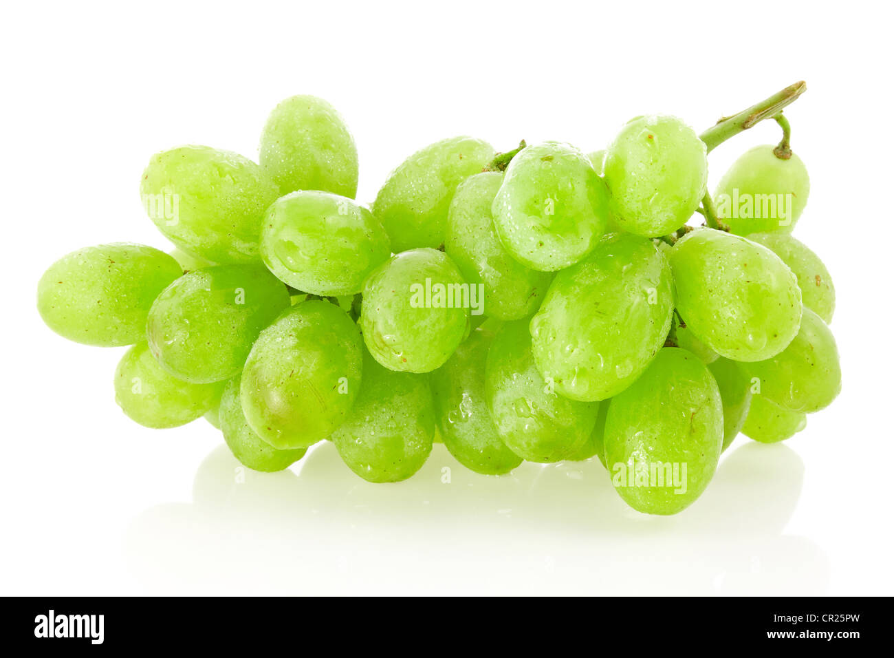 Fresh green grapes over a white background Stock Photo - Alamy