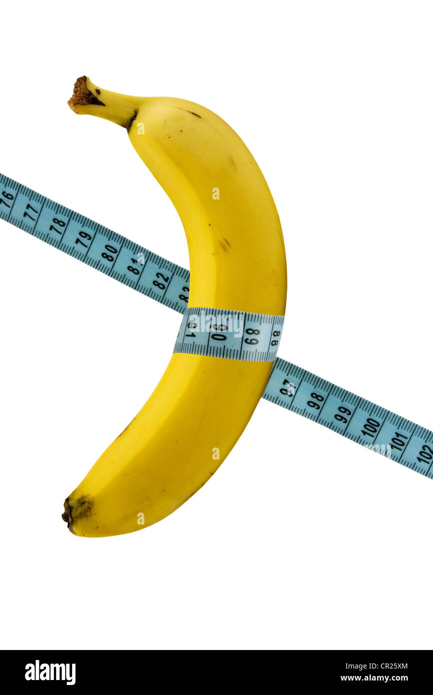 health and nutrition. banana with measure tape Stock Photo - Alamy