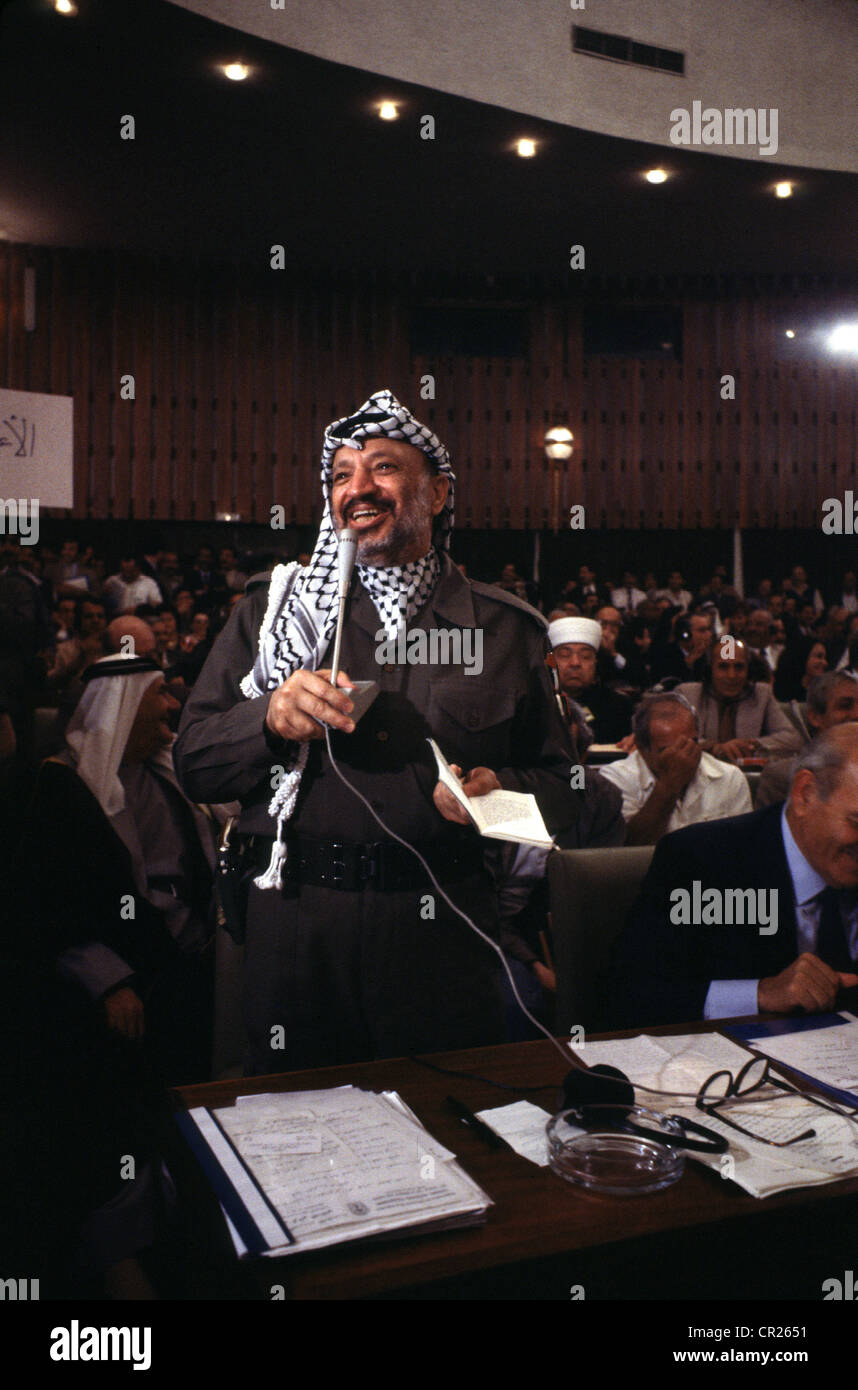 palestinian president yasser arafat speaks during the palestinian ...