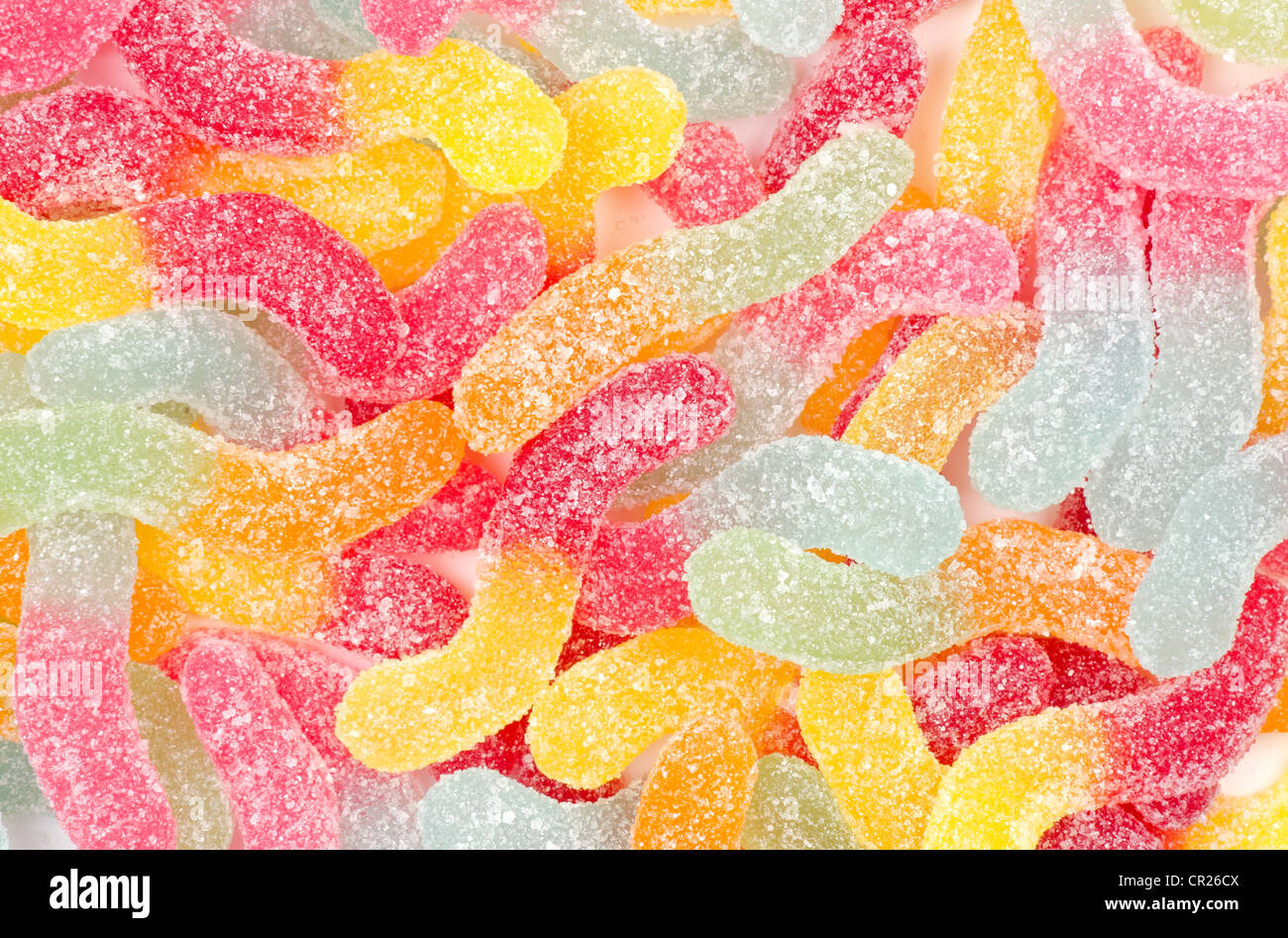 Close-up of some fizzy sour snakes confectionery - studio shot Stock ...