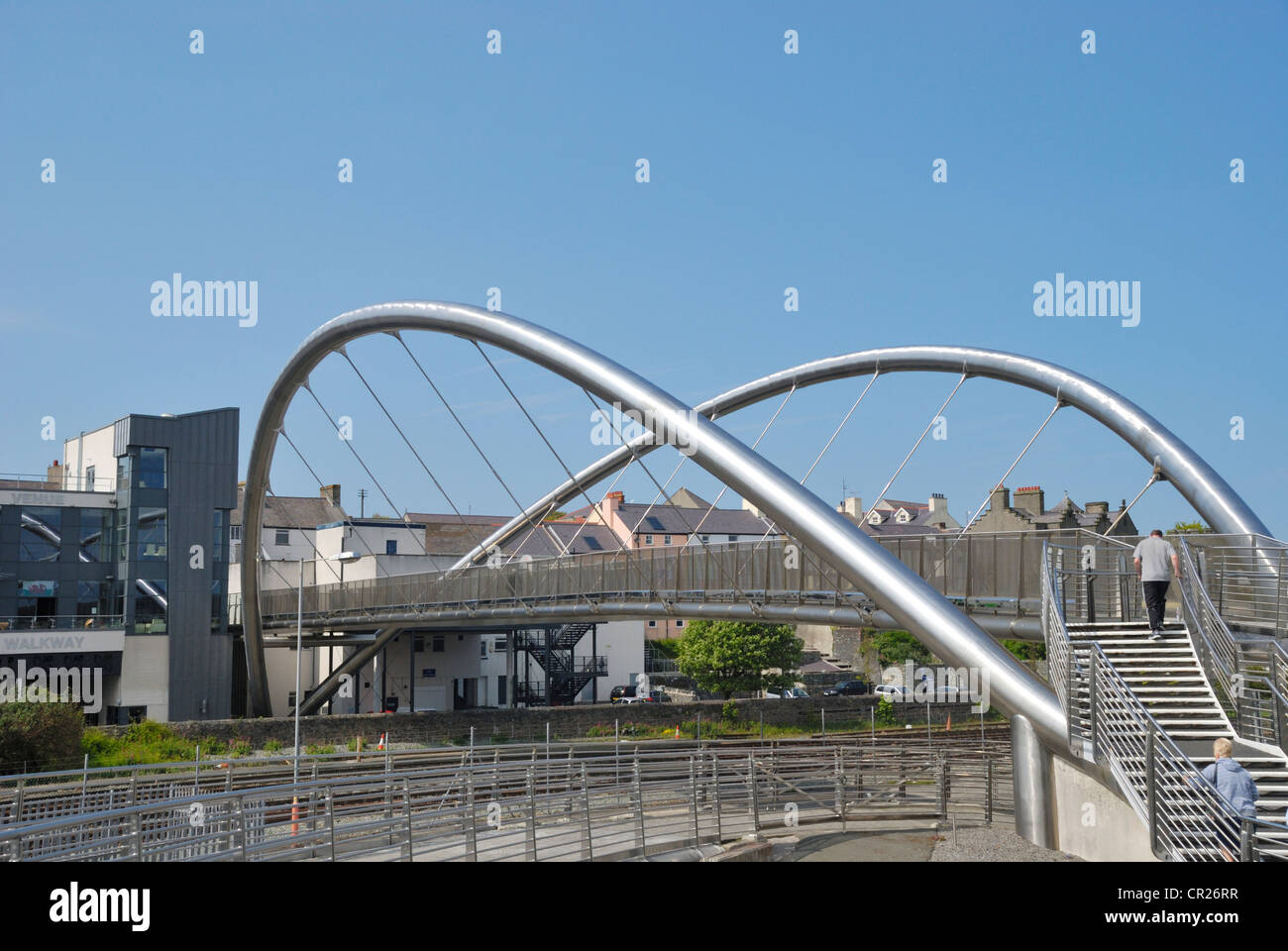 Celtic Gateway footbridge in Holyhead, Anglesey, North Wales Stock ...