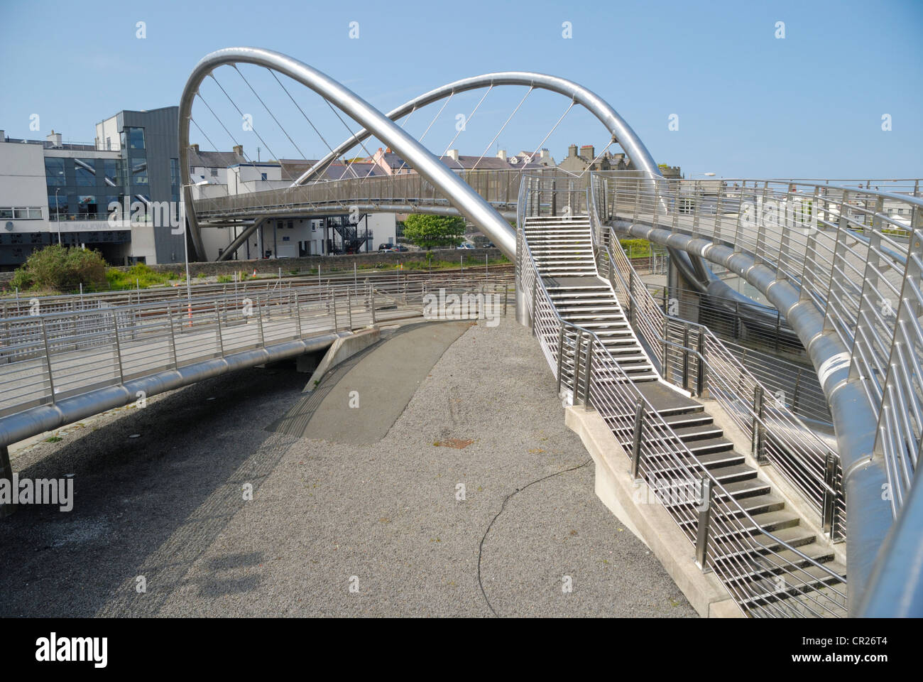 Celtic Gateway footbridge in Holyhead, Anglesey, North Wales Stock ...