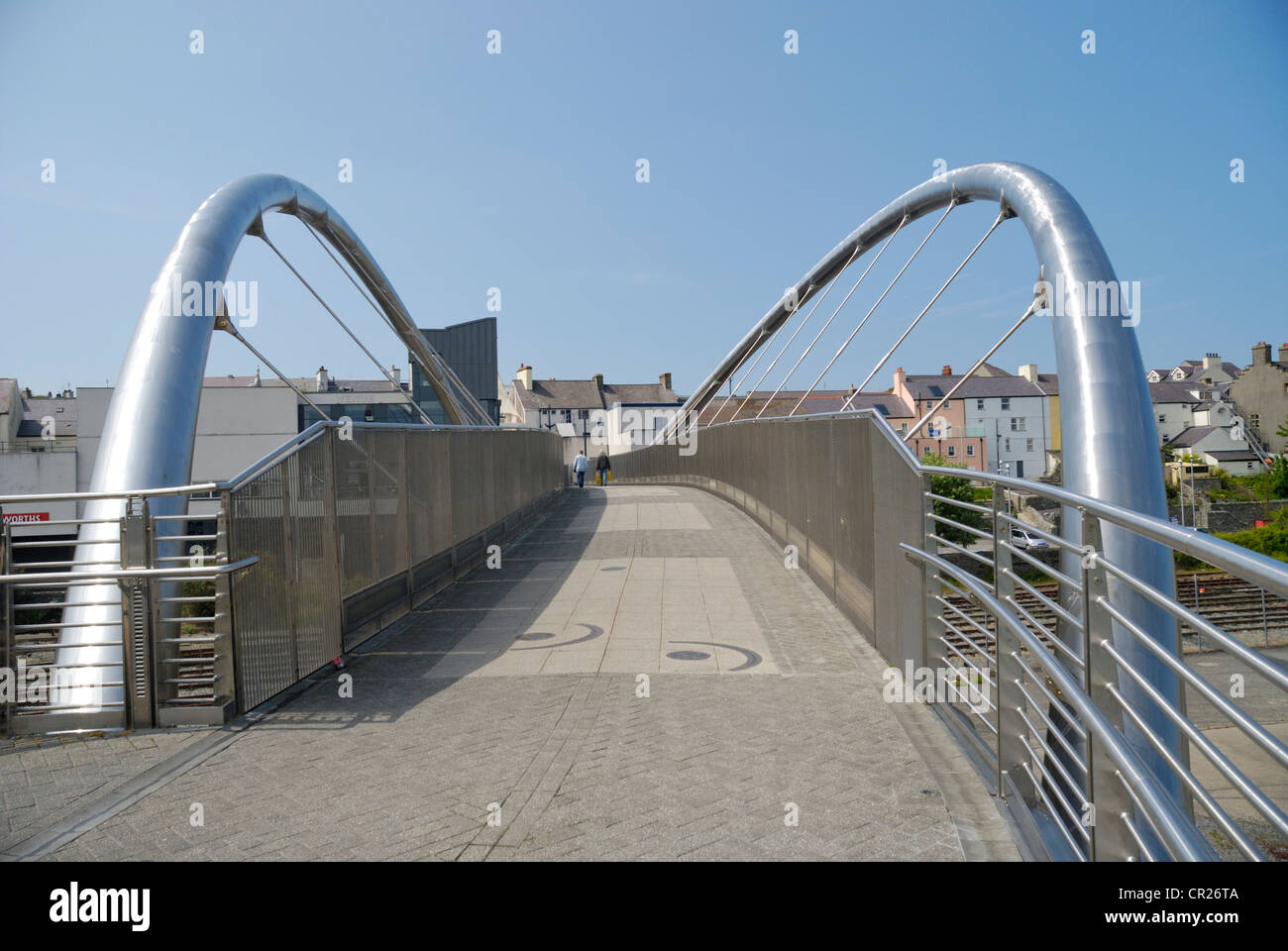 Celtic Gateway footbridge in Holyhead, Anglesey, North Wales Stock ...