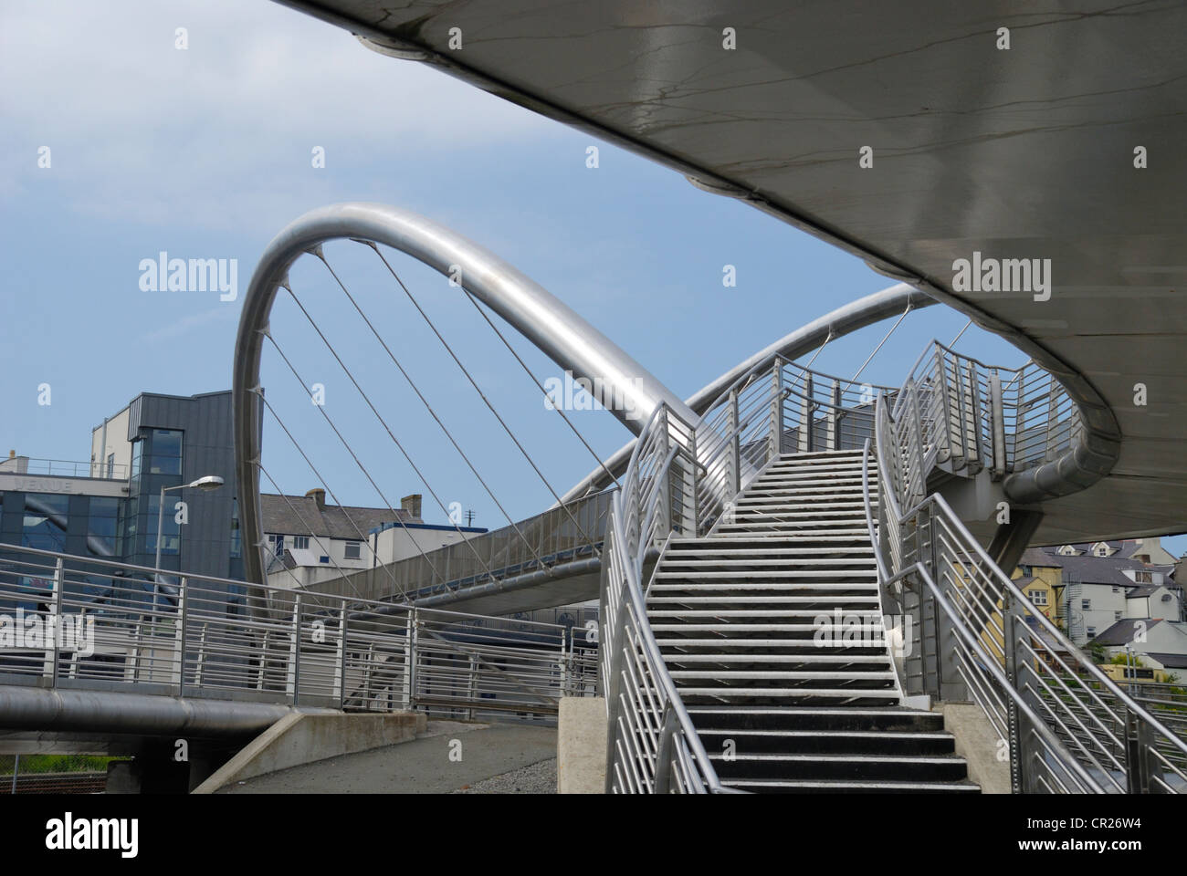 Celtic Gateway footbridge in Holyhead, Anglesey, North Wales Stock ...