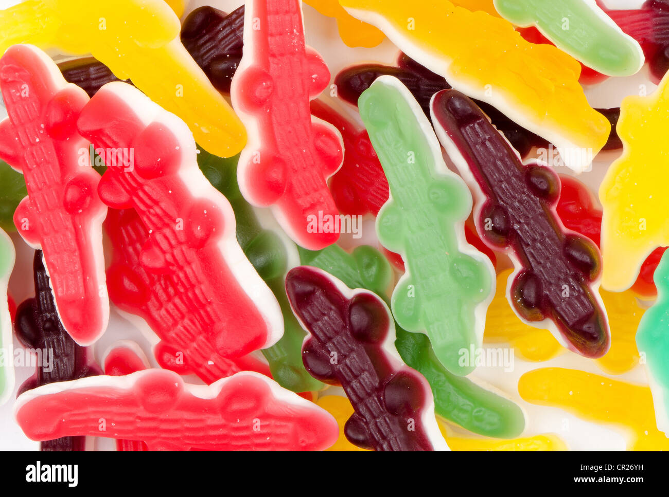 Close-up of a background of chewy crocodile sweet confectionery ...