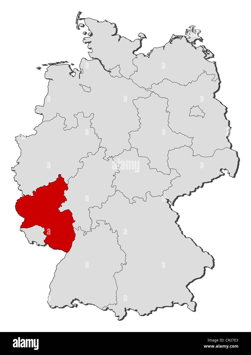 Political map of Germany with the several states where Rhineland ...