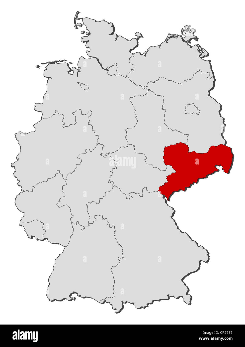 Political map of Germany with the several states where Saxony is ...