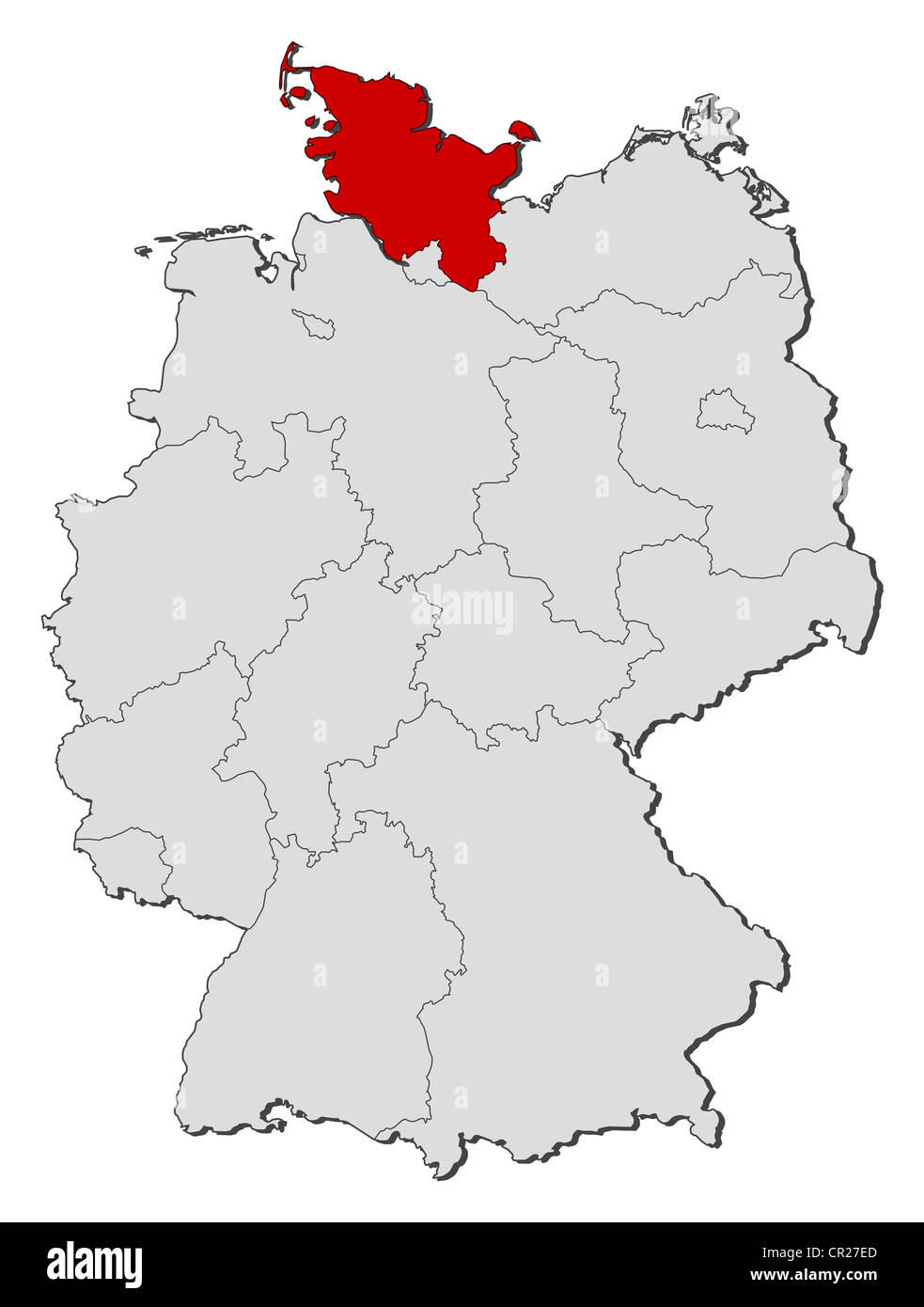 Political map of Germany with the several states where Schleswig ...