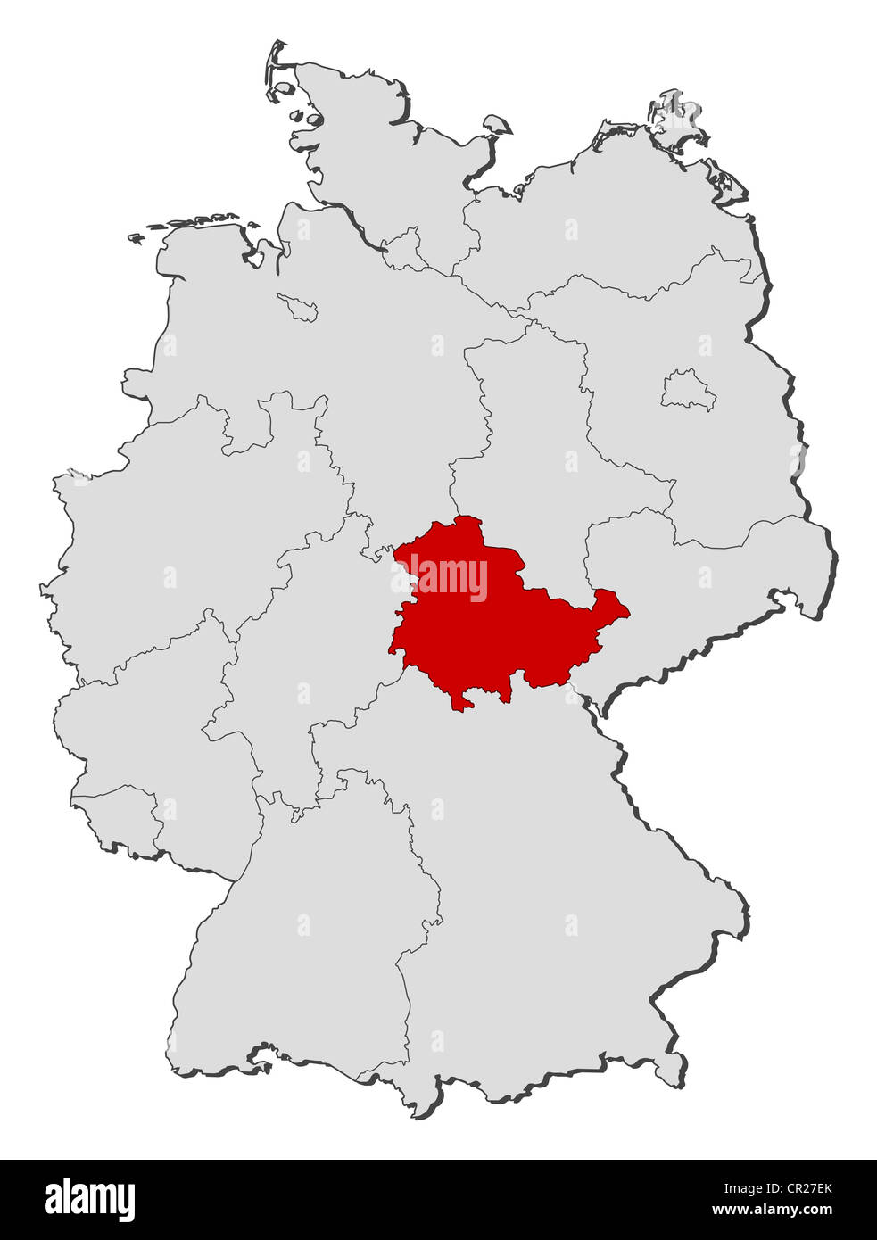 Political map of Germany with the several states where Thuringia is ...