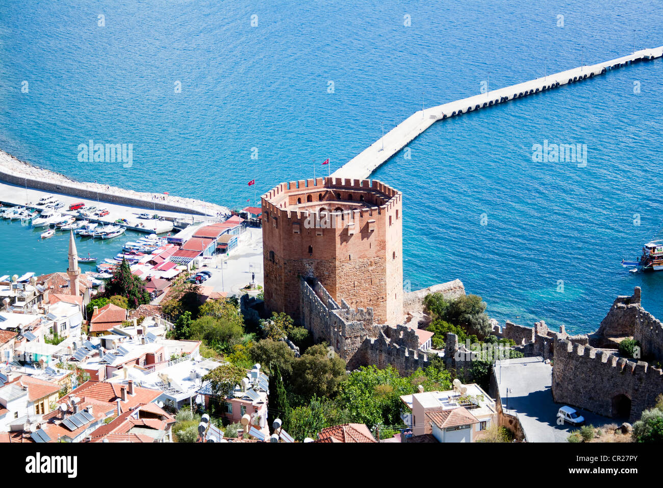 Red Tower in Alanya, Turkey Stock Photo - Alamy