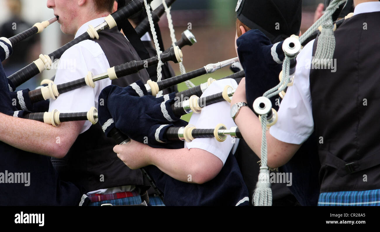 Scottish pipe band with bagpipes Stock Photo - Alamy
