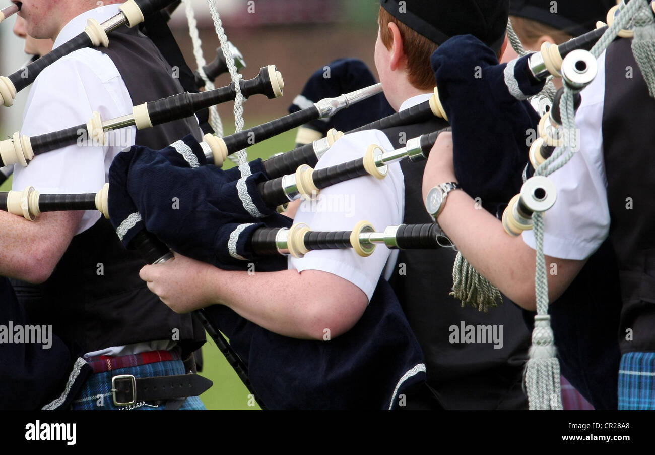 Scottish pipe band with bagpipes Stock Photo - Alamy