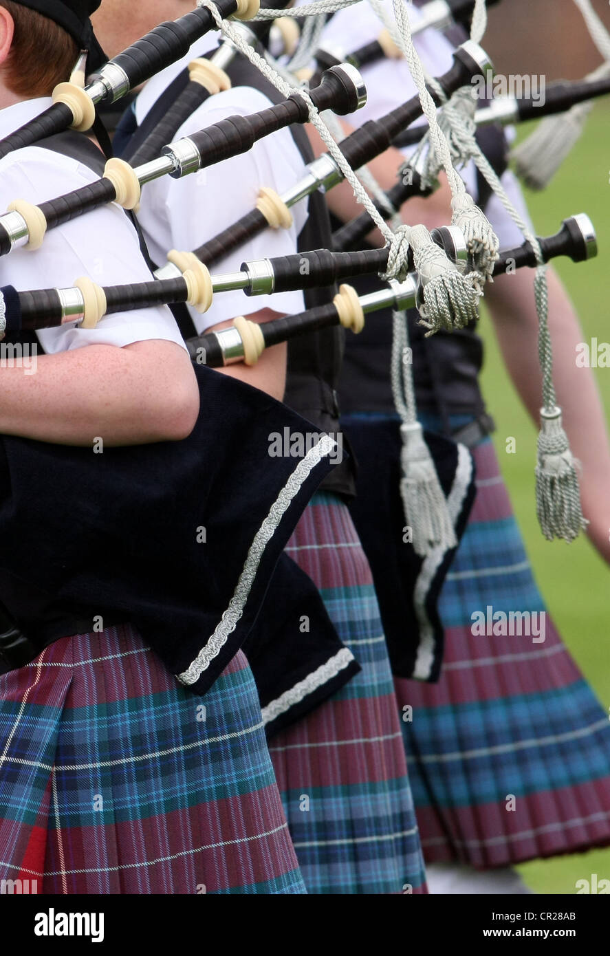 Scottish pipe band with bagpipes Stock Photo - Alamy