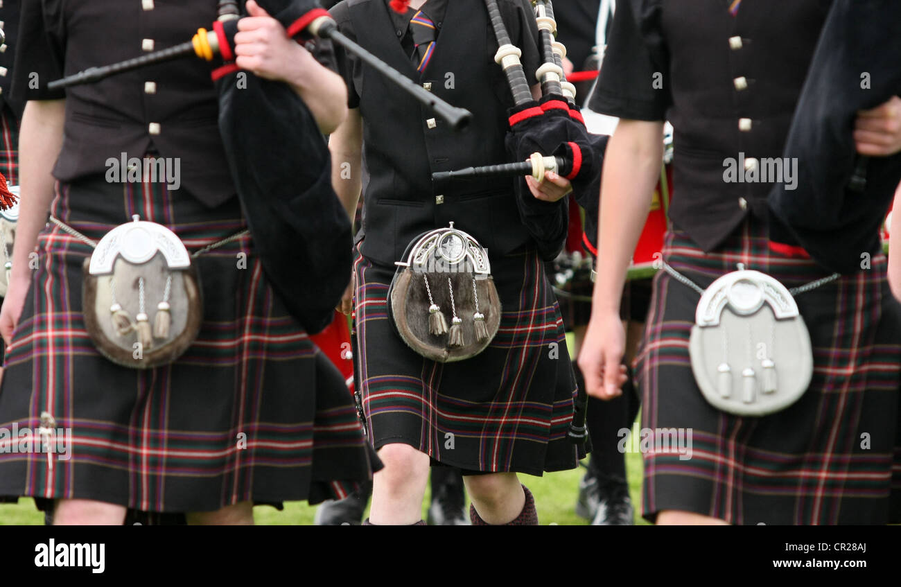 Scottish pipe band with bagpipes Stock Photo - Alamy