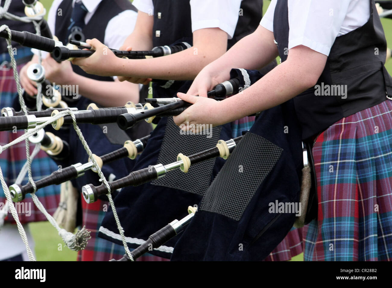 Scottish pipe band with bagpipes Stock Photo - Alamy