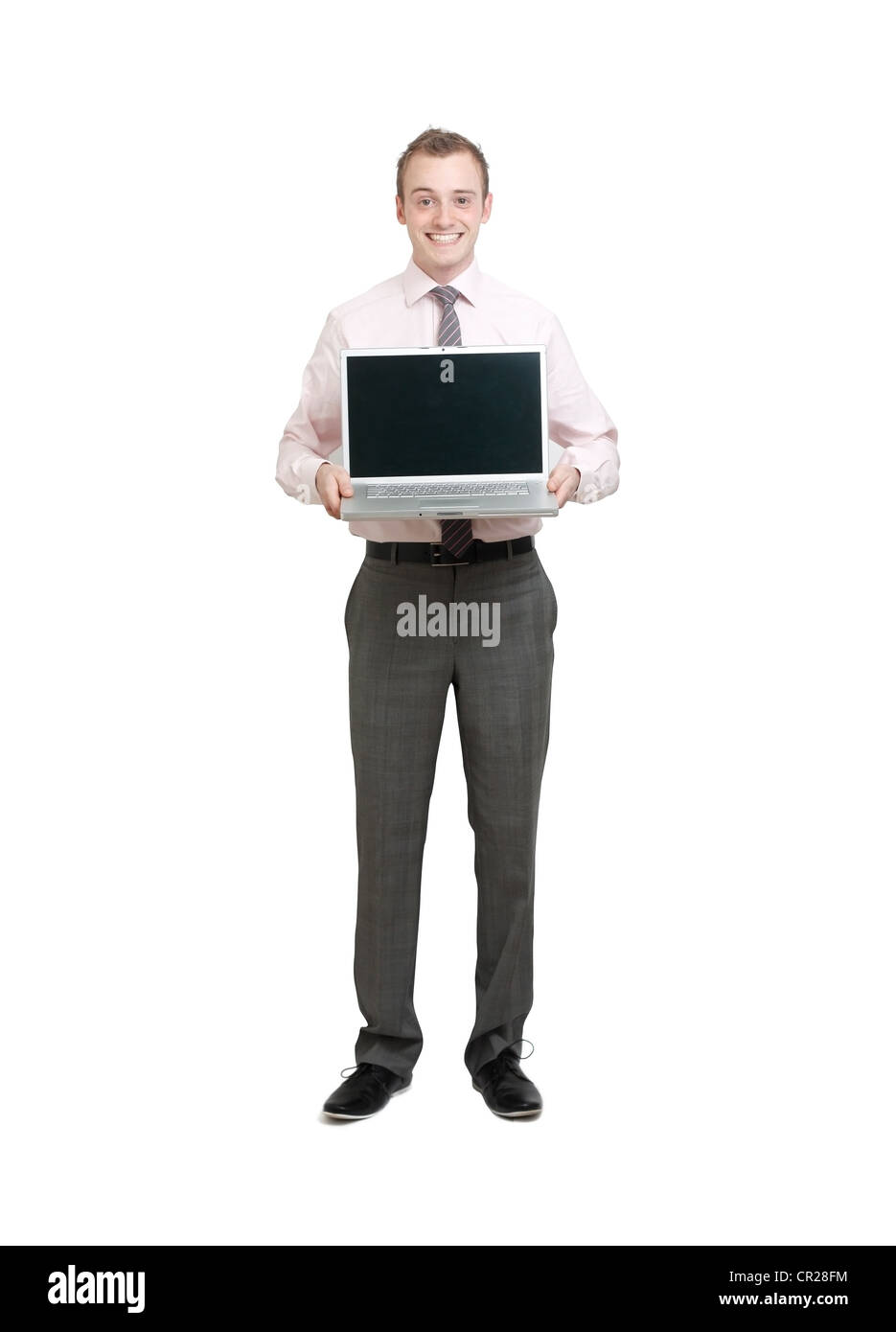 Man presenting computer on Cut Out Stock Images & Pictures - Alamy