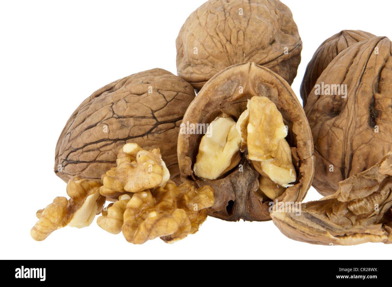 Group of Walnuts isolated on white background Stock Photo - Alamy