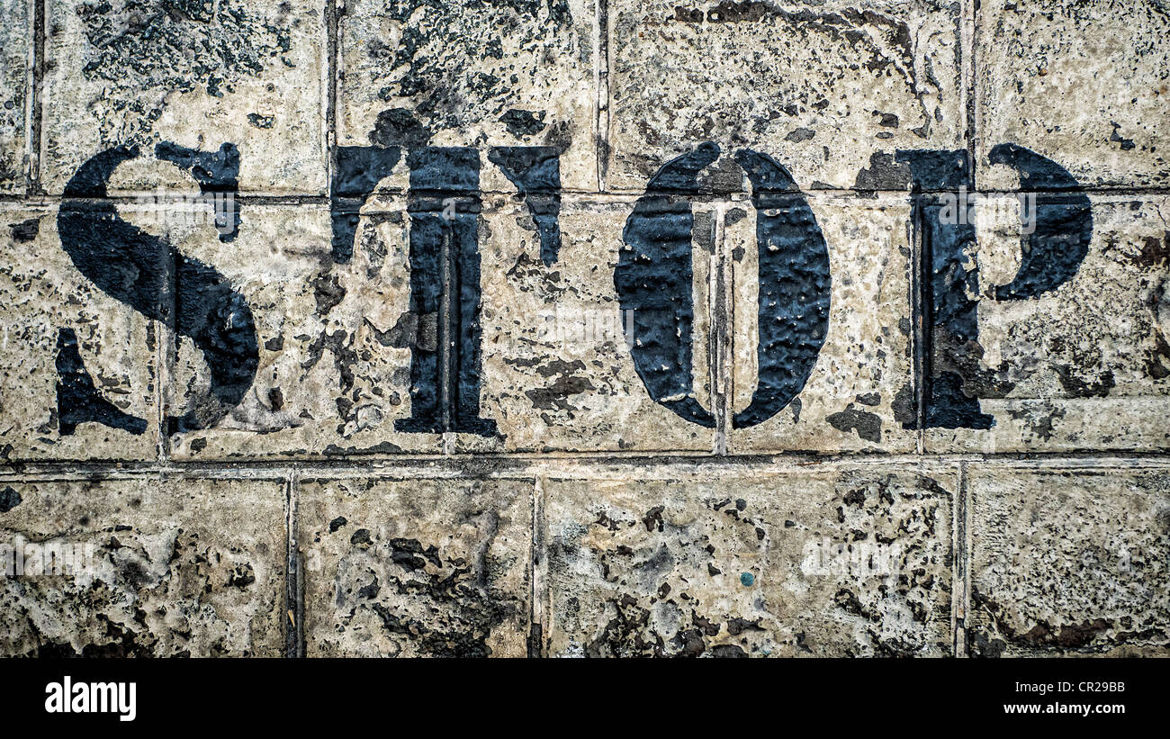 Stop sign at a car park in Paris, France Stock Photo - Alamy