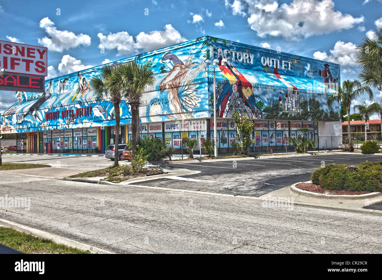 Creative and colorful store front buildings of Disney souvenir stores ...