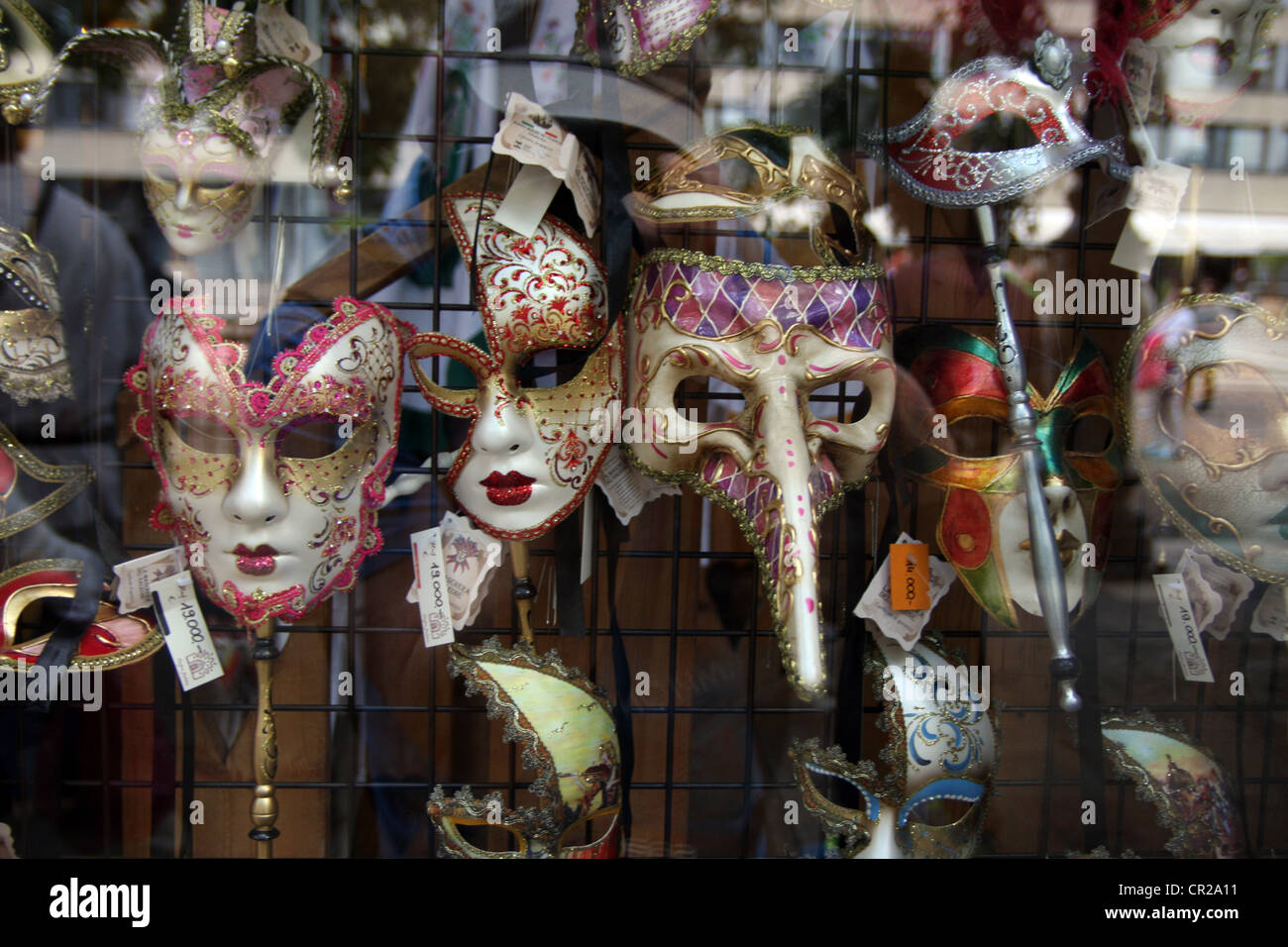 Masquerade ball face masks for sale in Budapest, Hungary Stock Photo ...