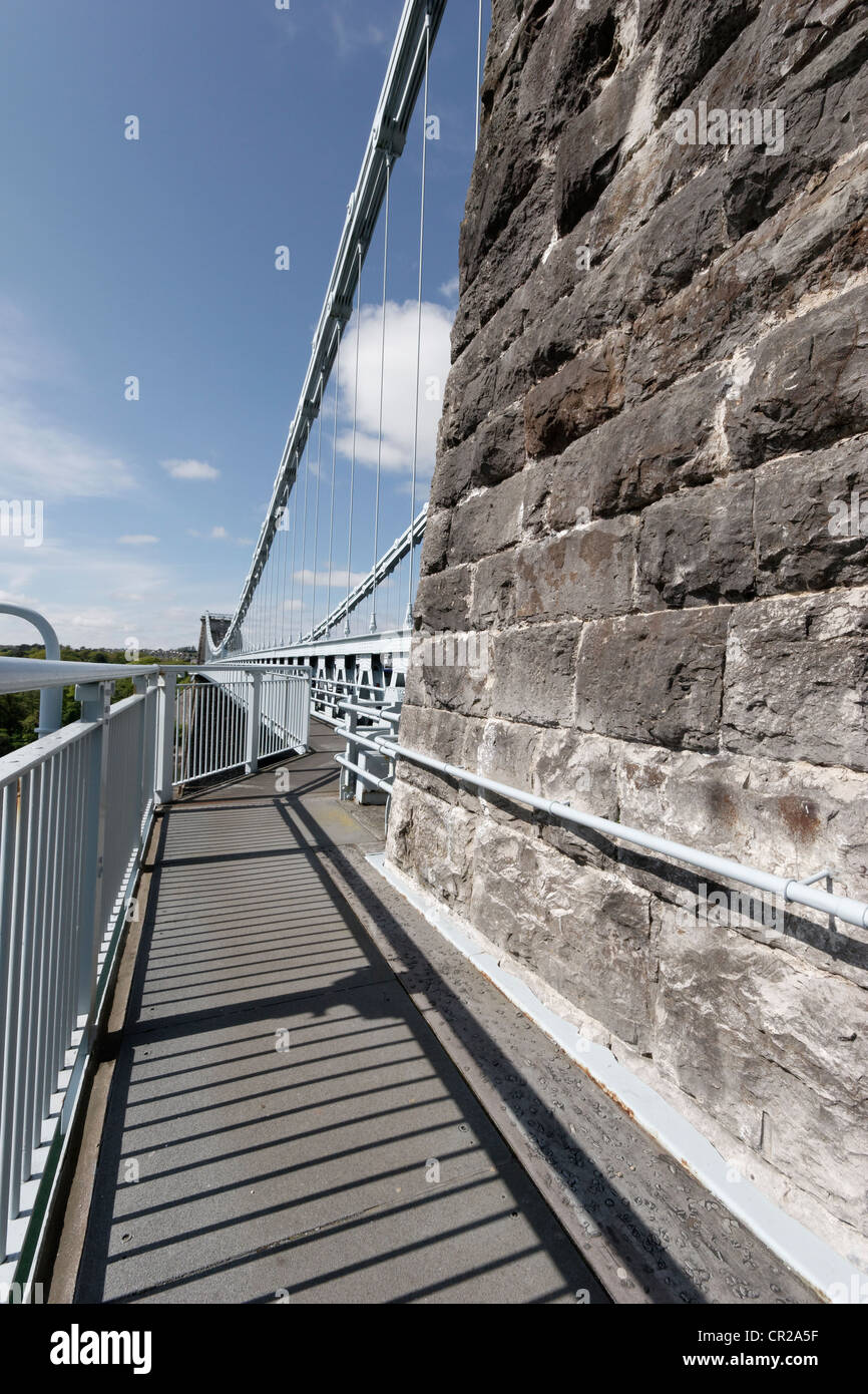 Pedestrian walkway on Thomas Telford's Menai Suspension Bridge, opened ...