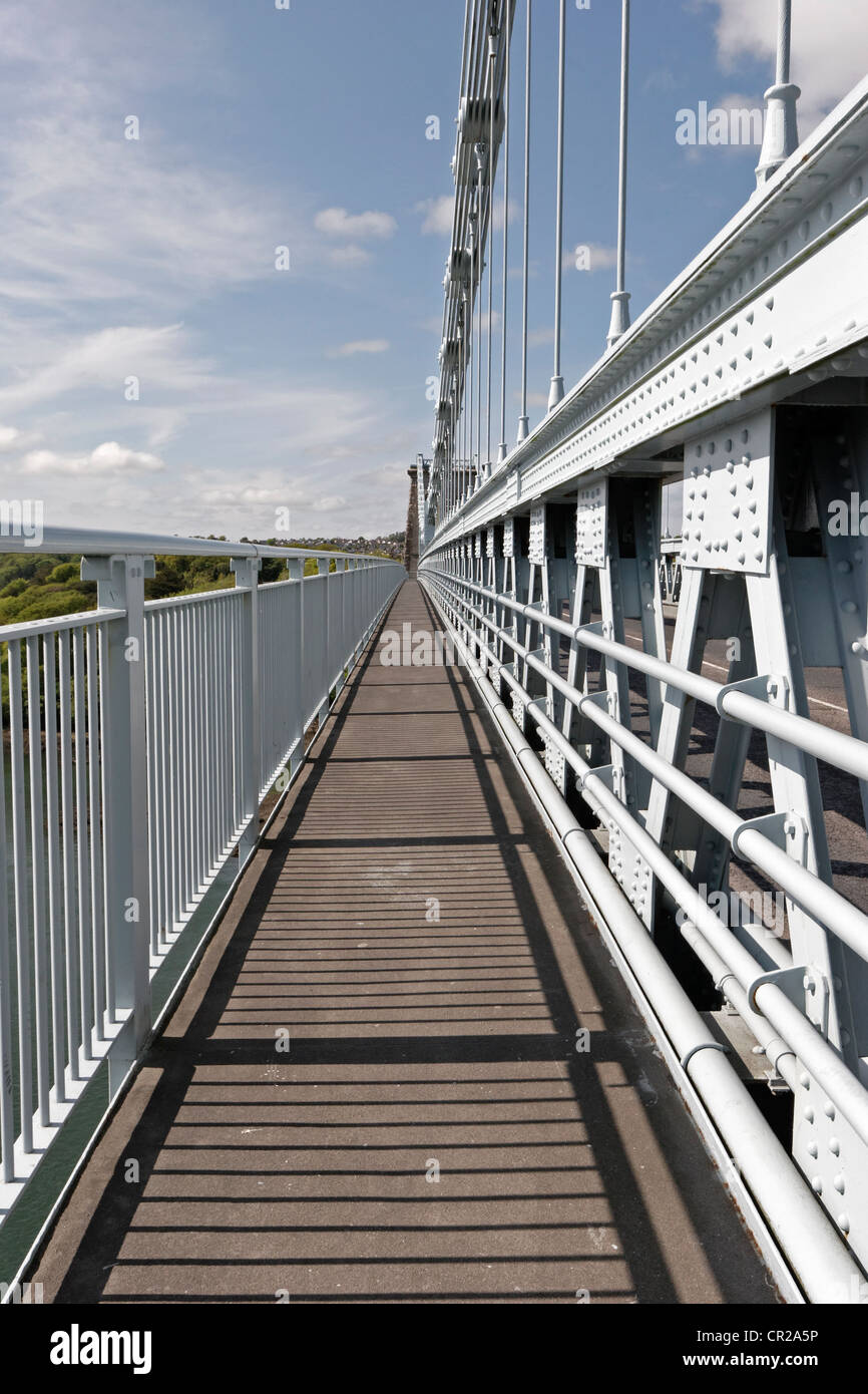 Pedestrian walkway on Thomas Telford's Menai Suspension Bridge, opened ...