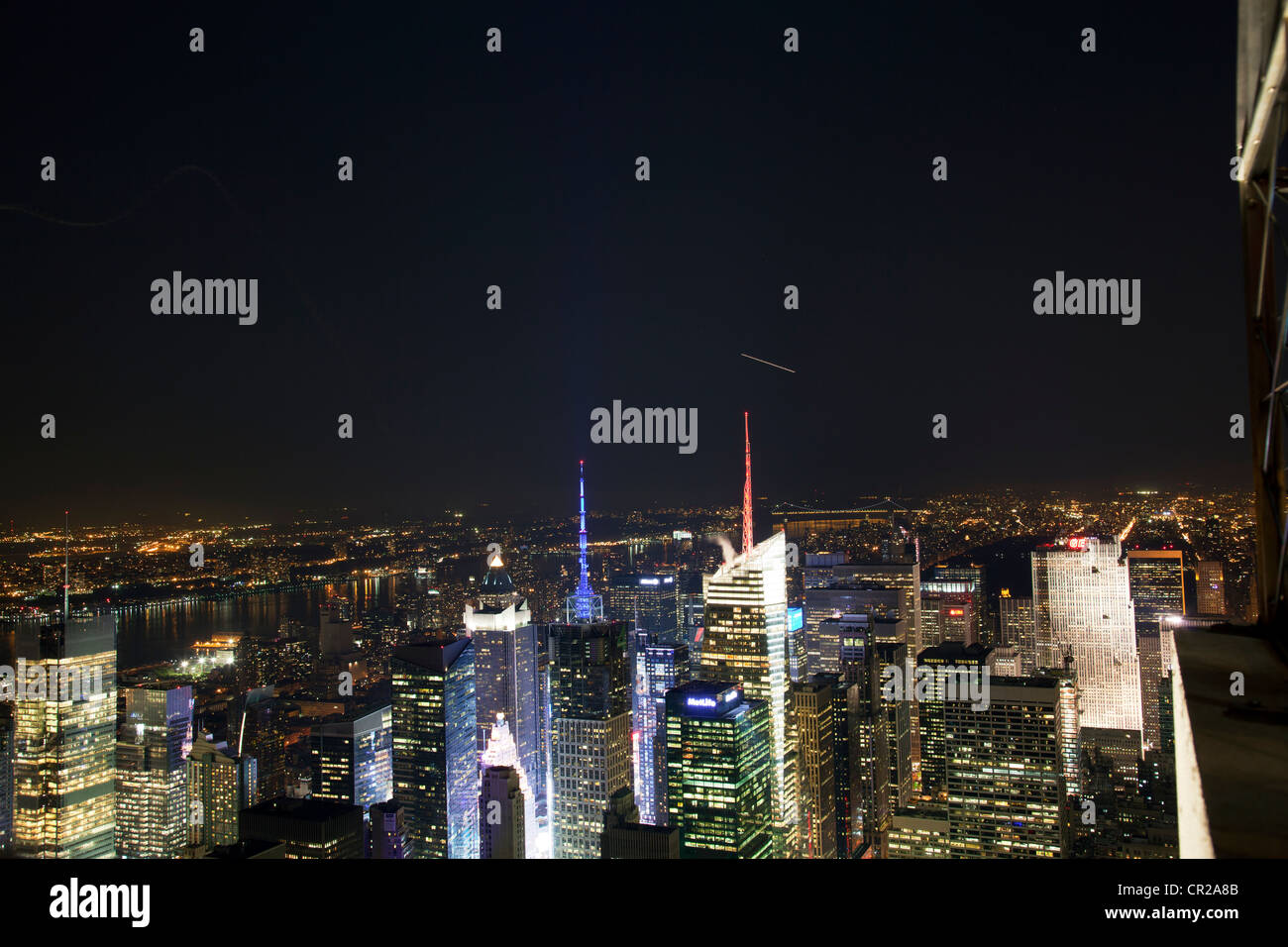 New York City, Manhattan at night looking down to metlife, 4 times ...