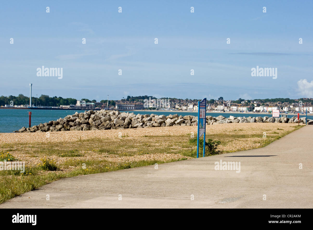 Looking across Weymouth bay from the end of Preston beach road Stock ...