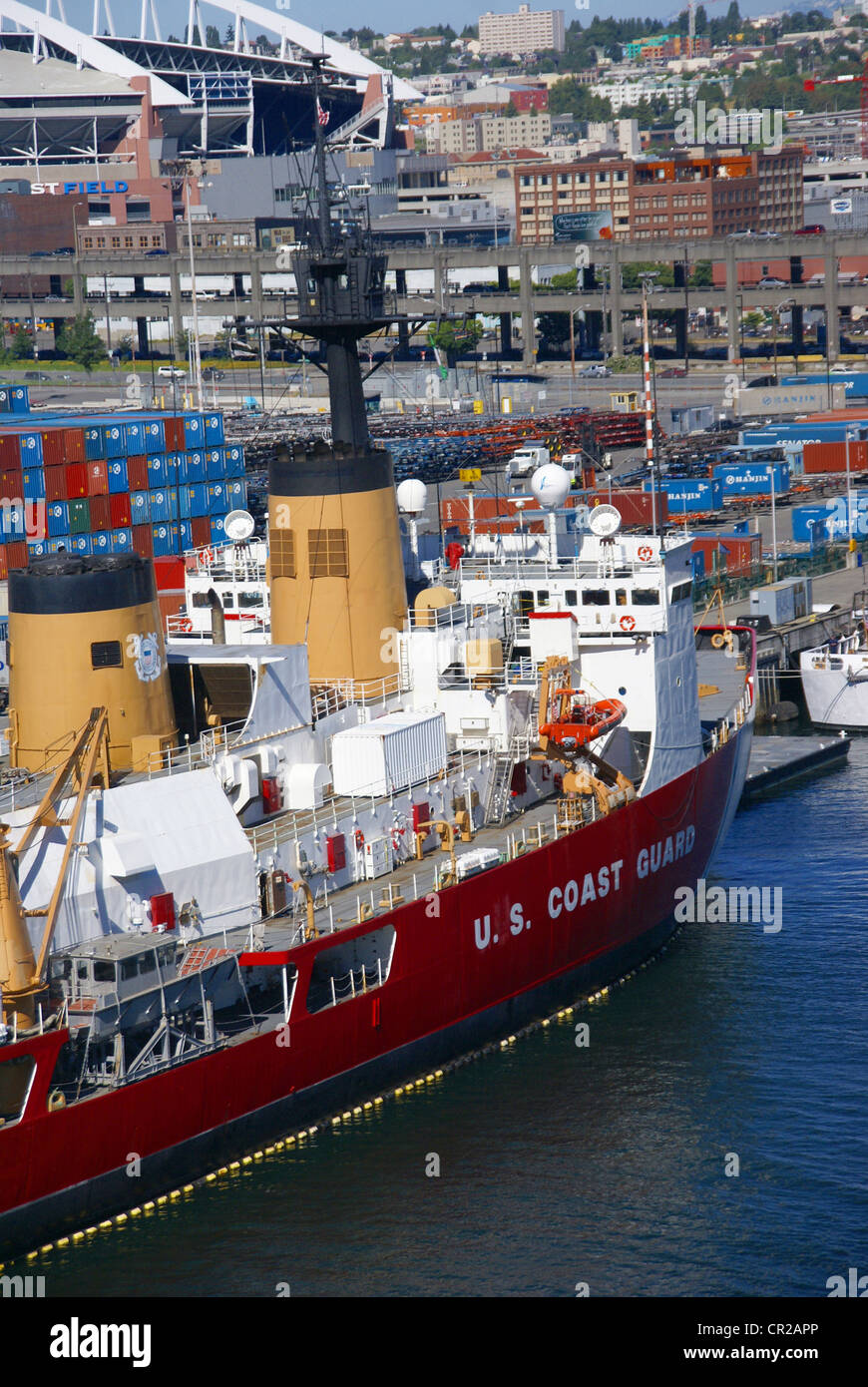US Coast Guard ship on Seattle waterfront, Puget Sound, Pacific ...