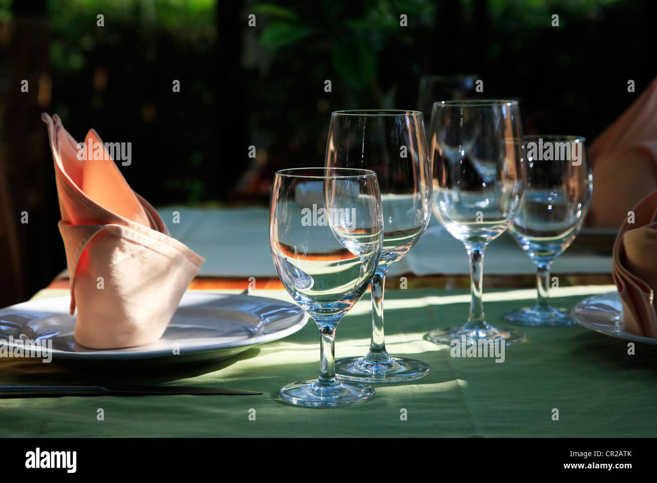 Table setting at a European restaurant Stock Photo - Alamy