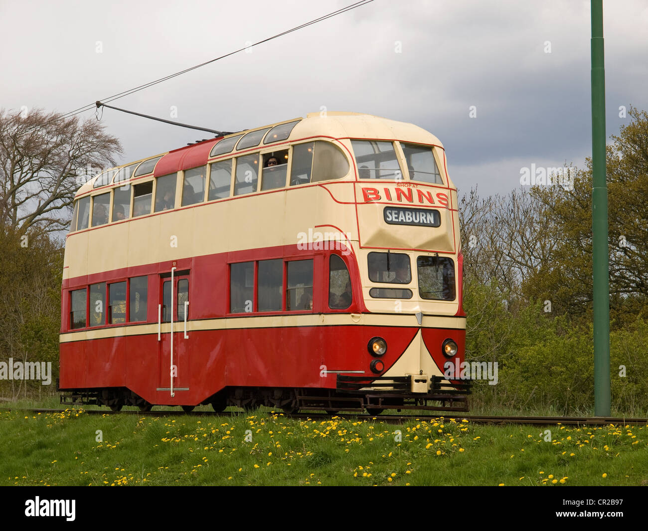 Traditional electric tram Beamish Museum County Durham England UK Stock ...