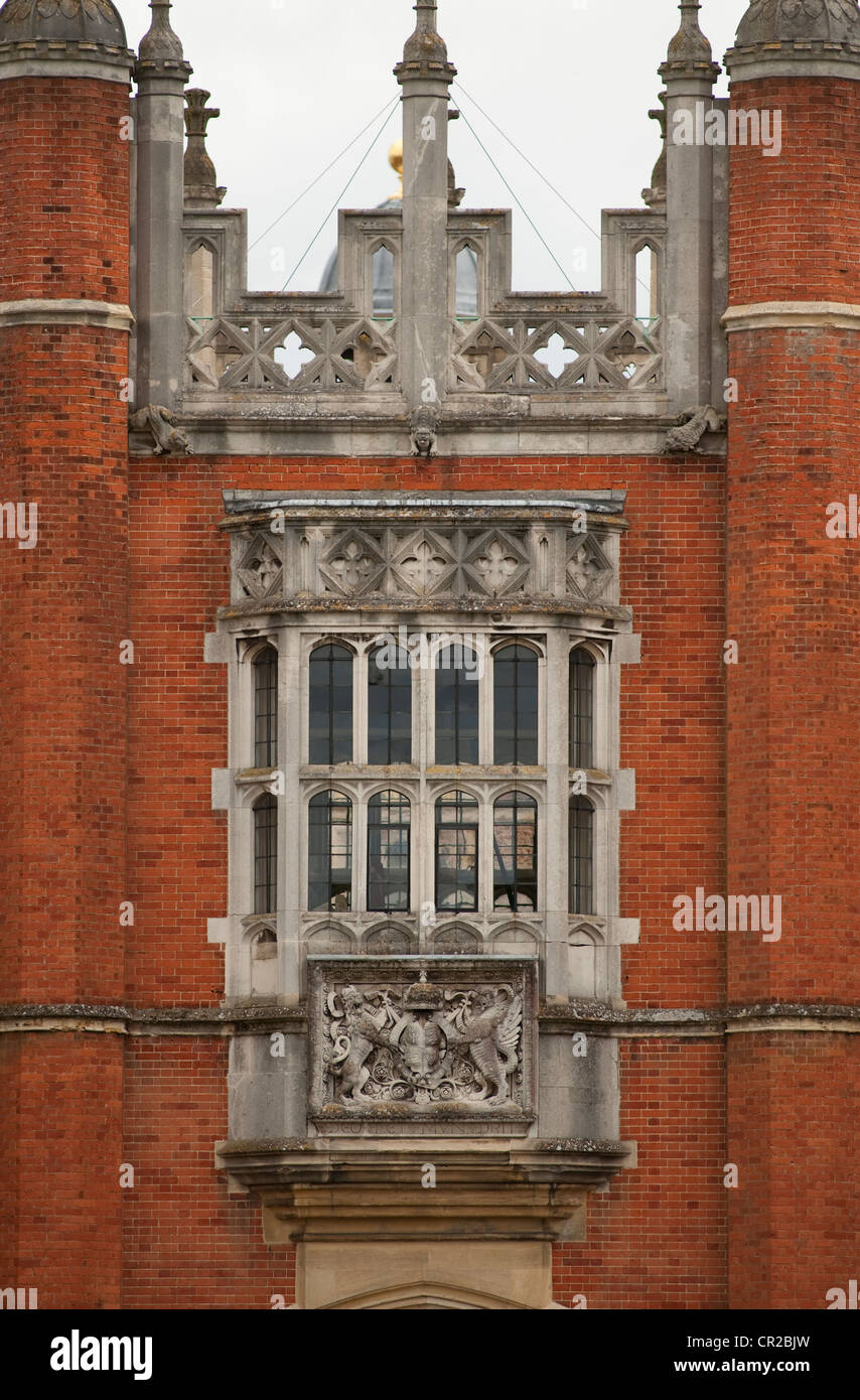 Architectural detail at Hampton Court Palace, a Tudor palace with later ...