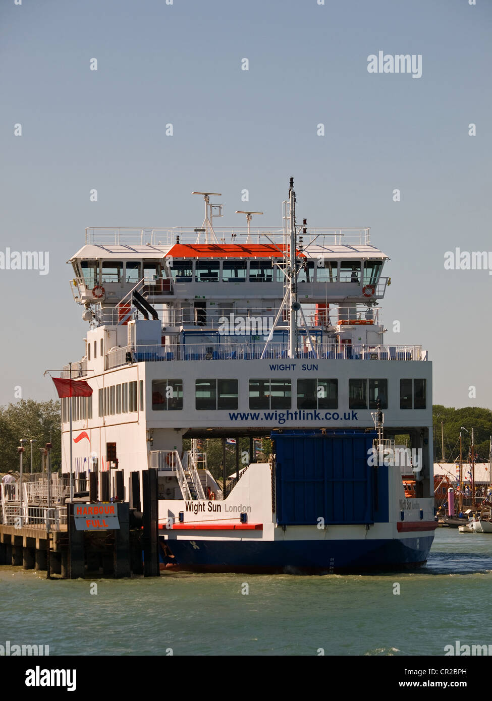 Wightlink car ferry Wight Sun berthed at Yarmouth Isle of Wight England ...
