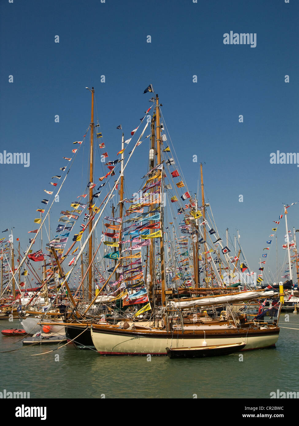 Boats in Yarmouth port Isle of Wight England UK during the Old Gaffers ...