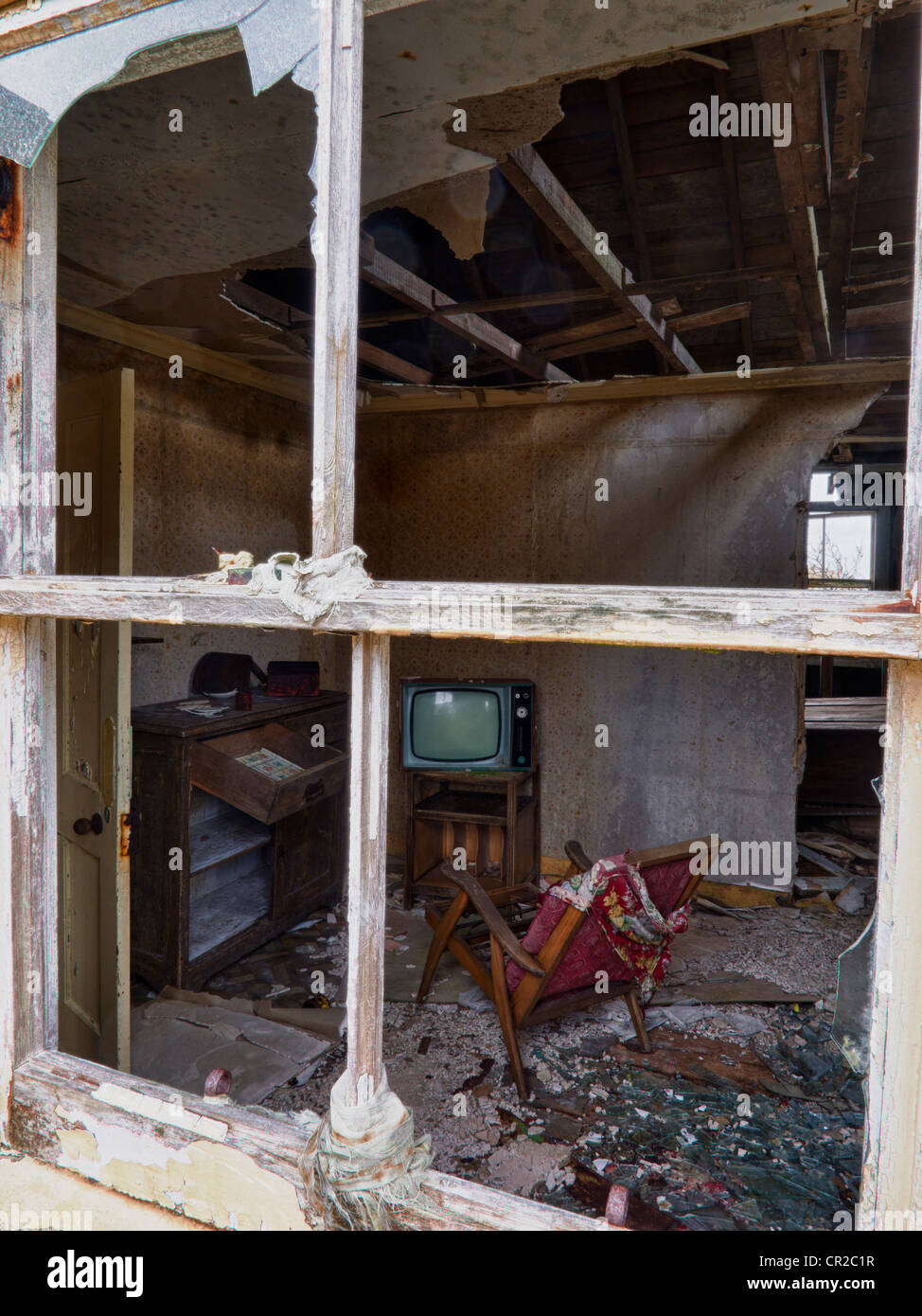 Looking Through Window of Abandoned House on Scalpay, Scotland Stock ...