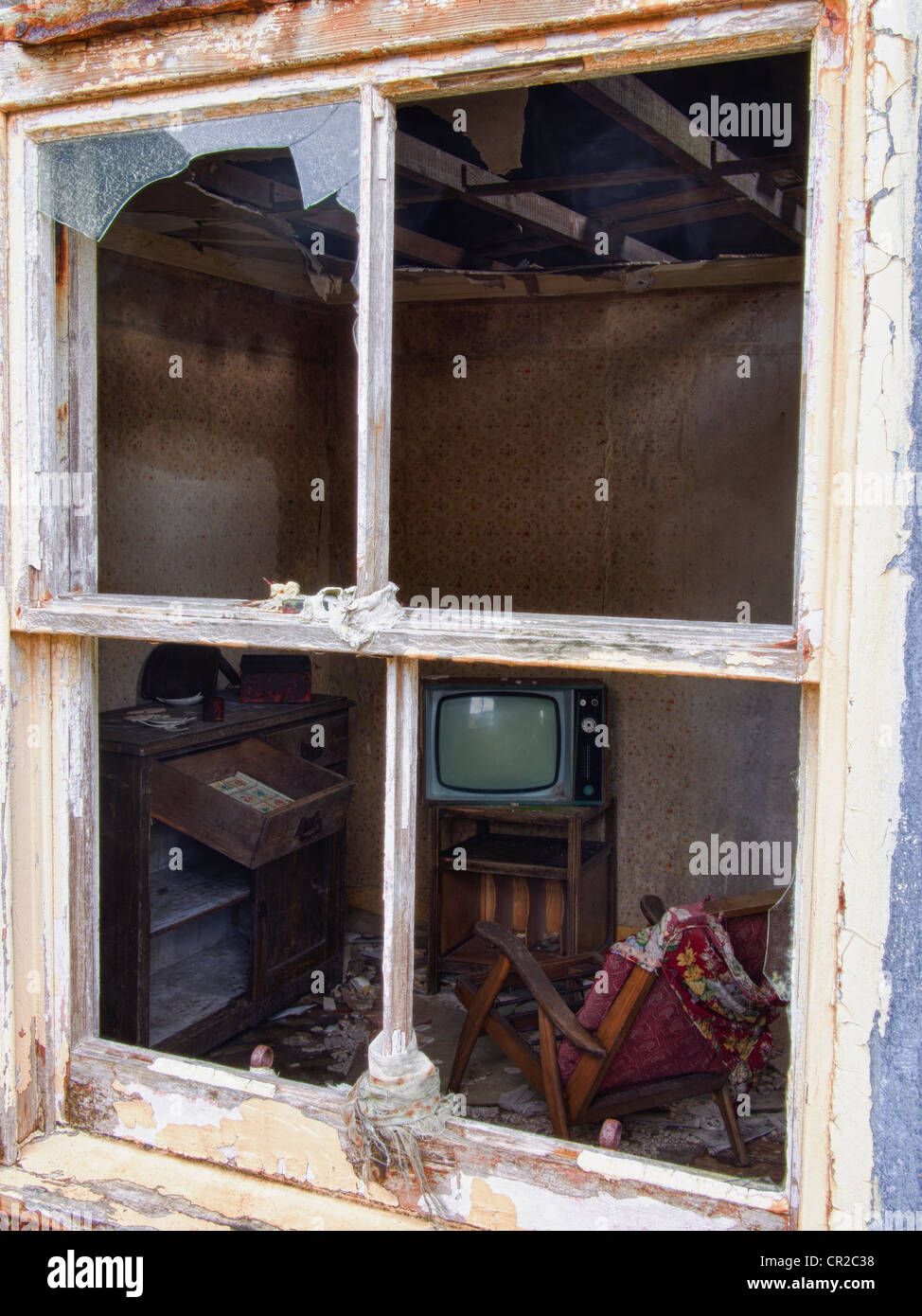 Looking Through Window of Abandoned House on Scalpay, Scotland Stock ...