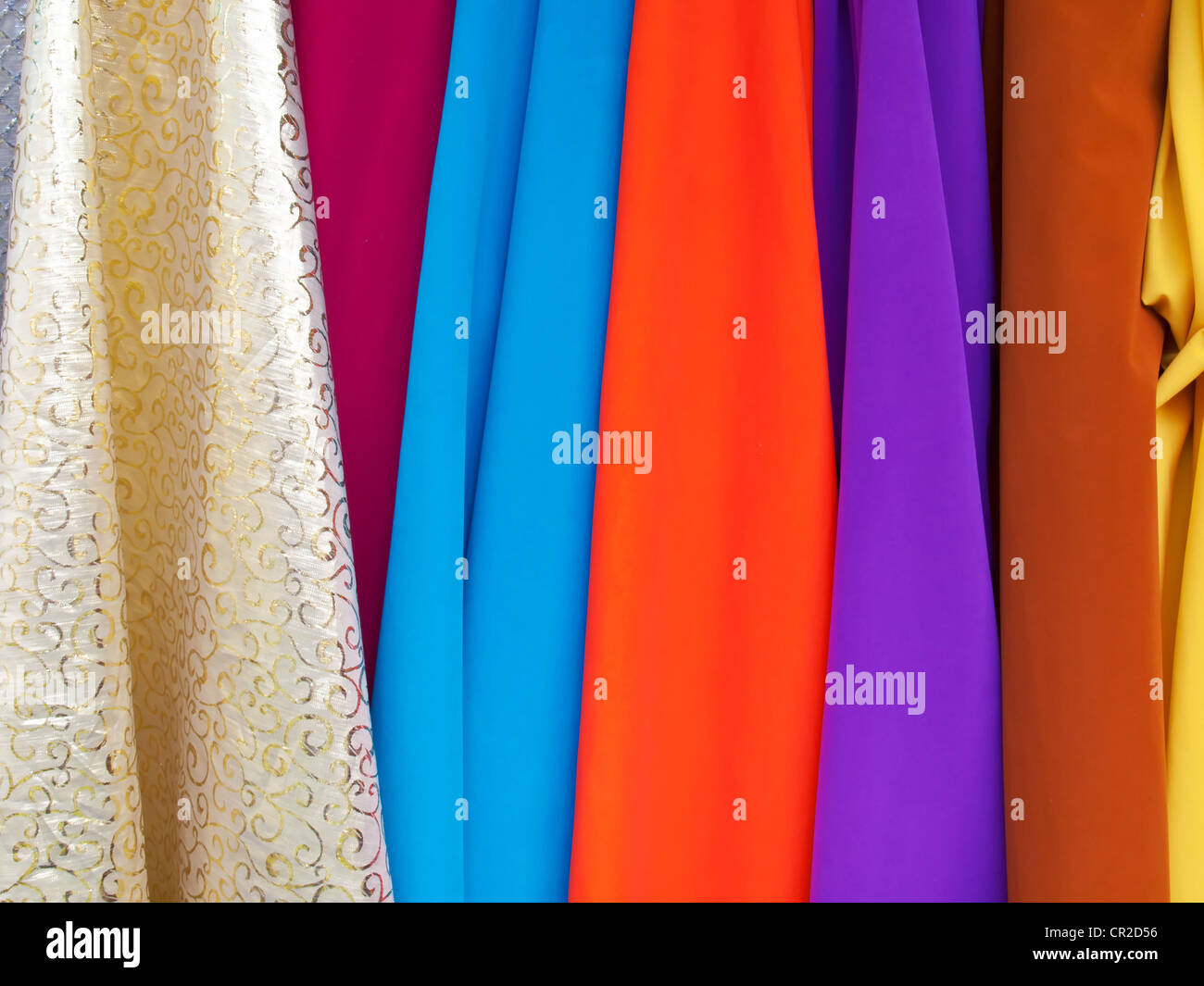 Sample of various colourful fabrics Stock Photo - Alamy