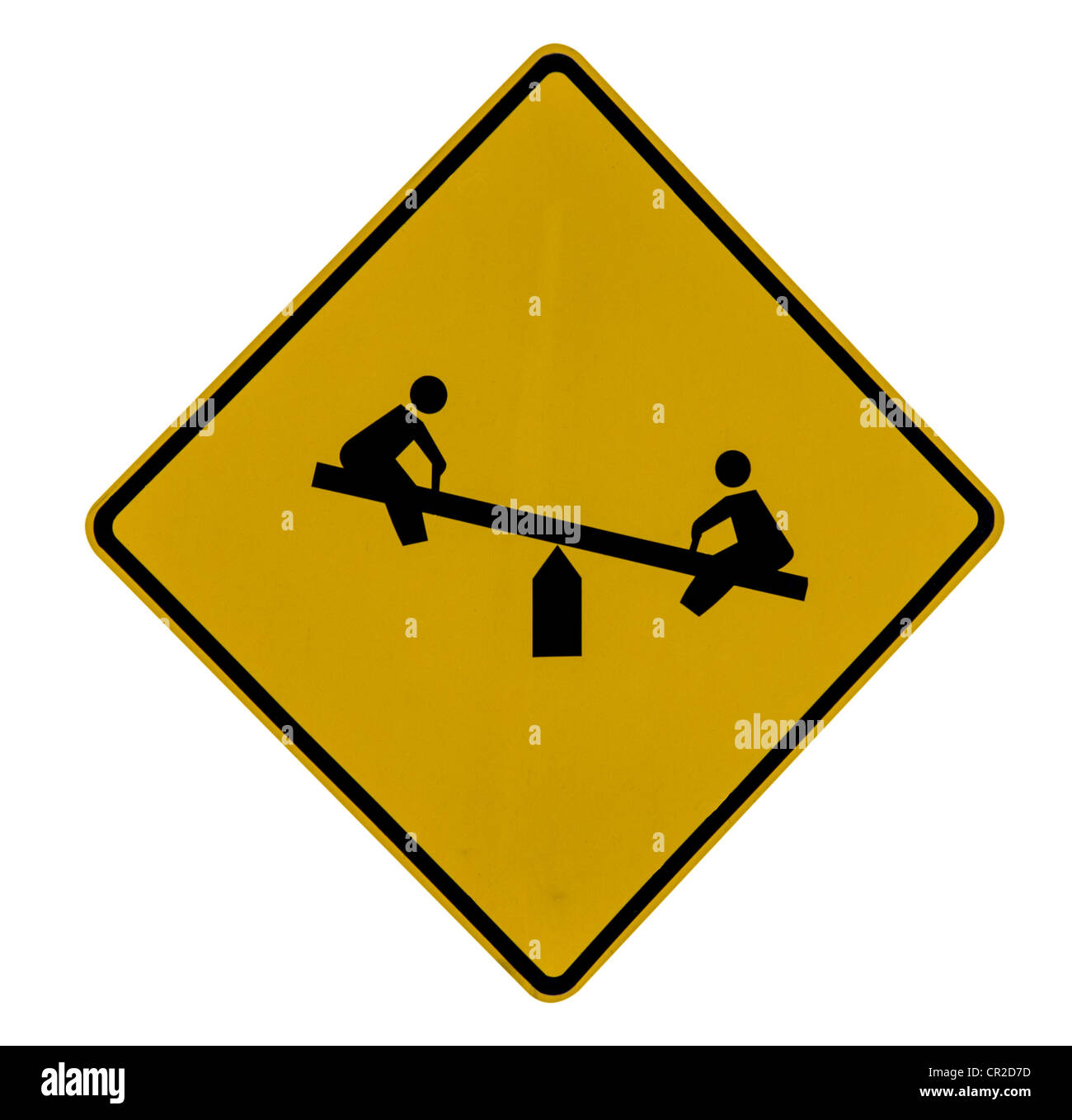 Playground yellow warning traffic sign Stock Photo - Alamy