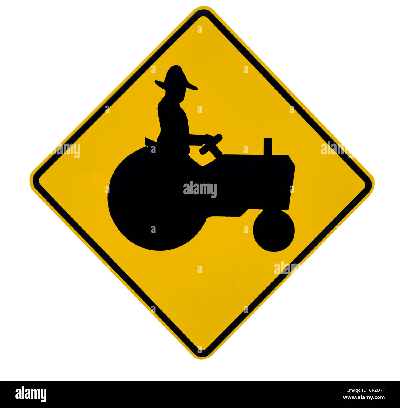 Yellow Tractor Crossing Road Sign High Resolution Stock Photography and ...