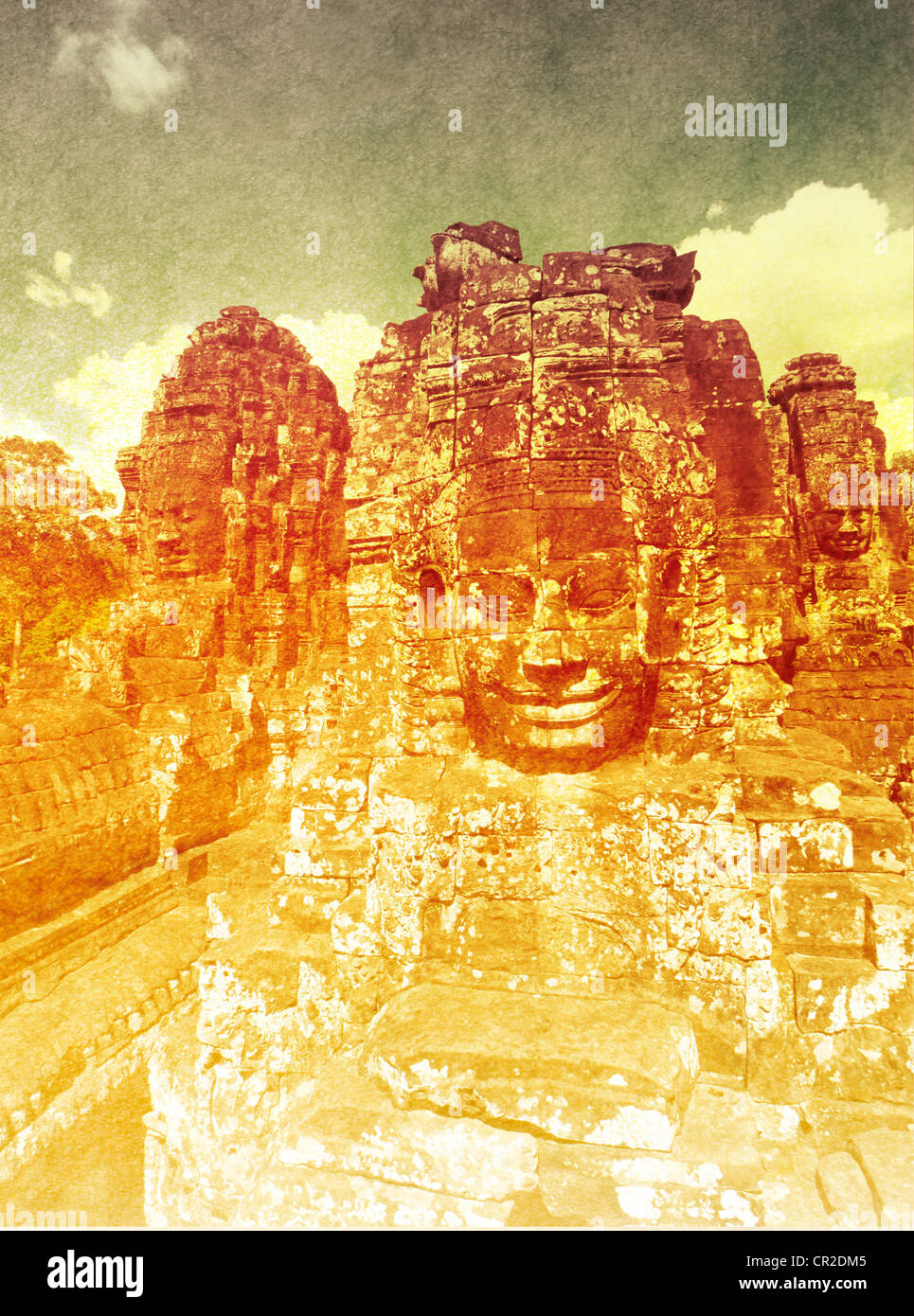 Faces of Bayon Stock Photo - Alamy